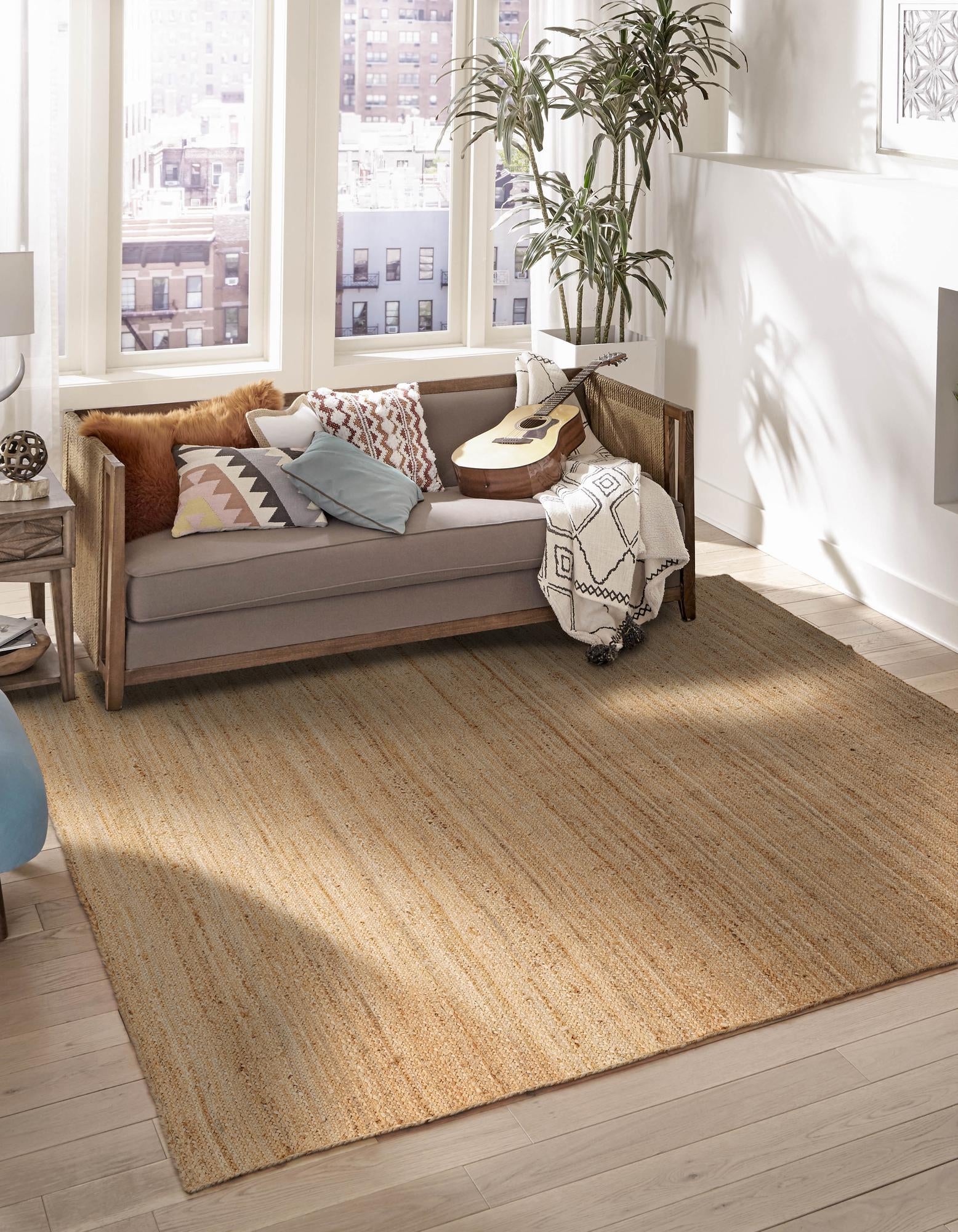 Natural 10' x 10' Hand Braided Jute Square Rug | Rugs.com