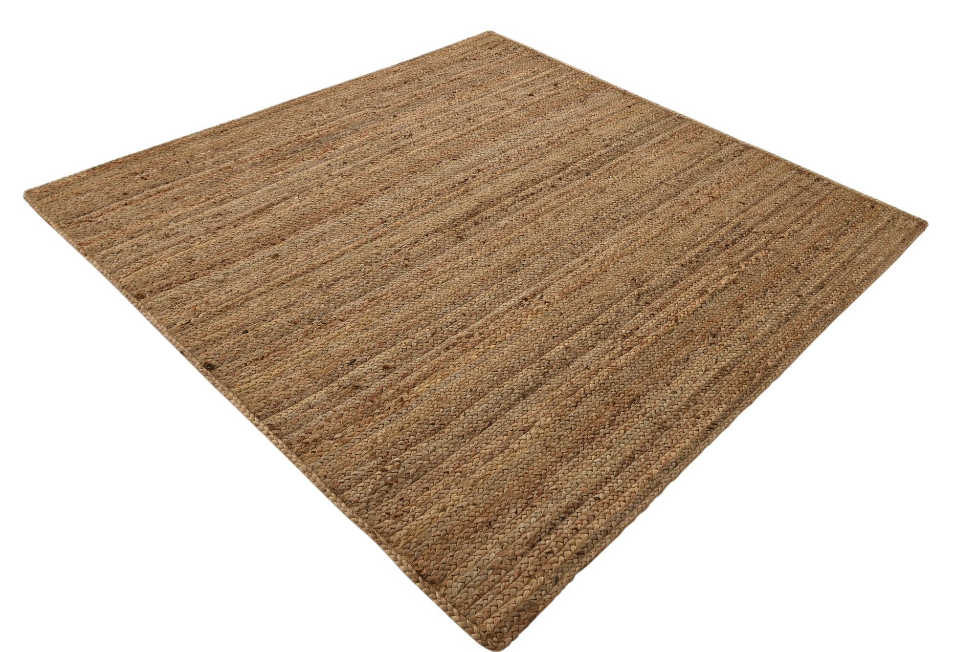 Natural 6' 1 x 6' 1 Hand Braided Jute Square Rug | Rugs.com