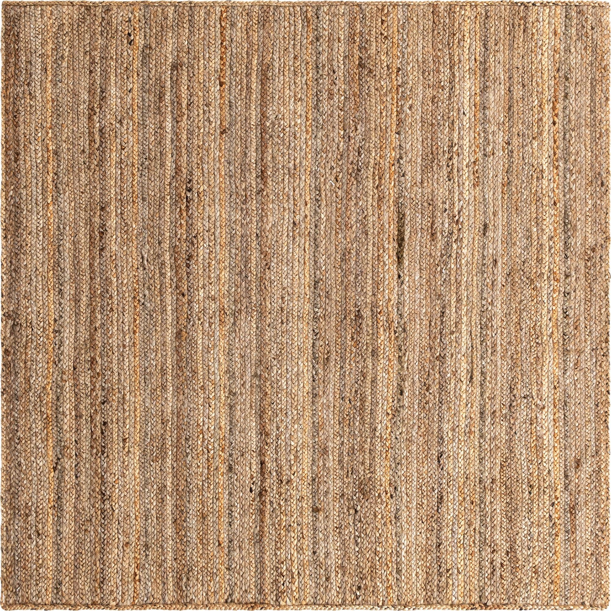 Natural 6' 1 x 6' 1 Hand Braided Jute Square Rug | Rugs.com