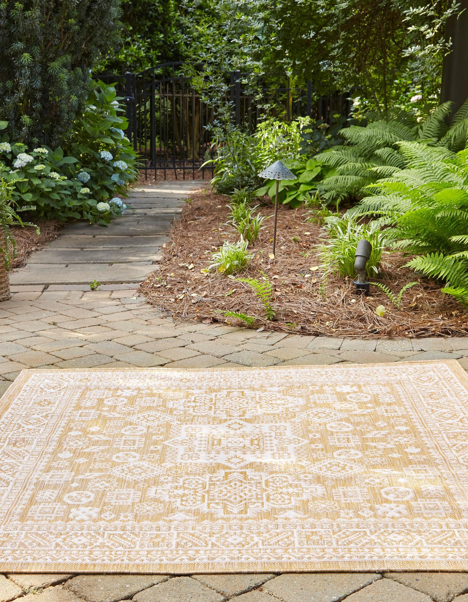 Natural 10' x 10' Aztec Indoor / Outdoor Square Rug | Rugs.com