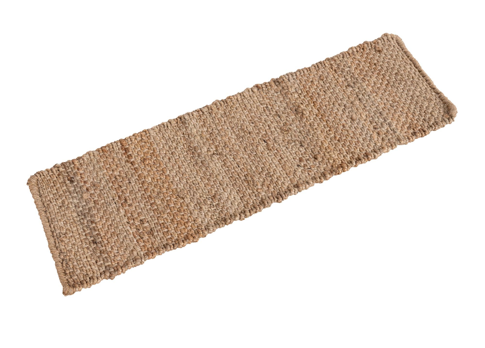 Natural 0' 9 x 2' 6 Hand Woven Chunky Jute Stair Rug | Rugs.com