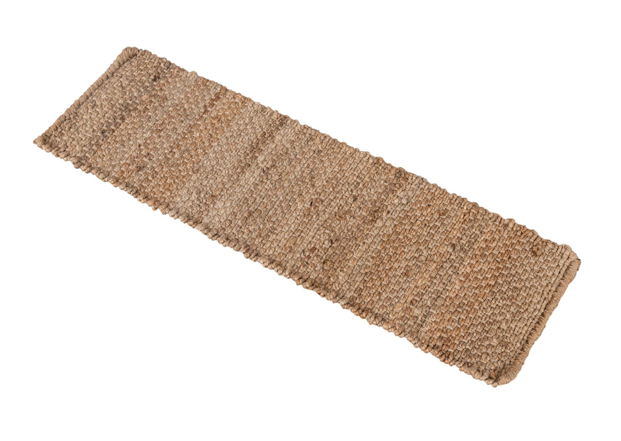 Natural 0' 9 x 2' 6 Hand Woven Chunky Jute Stair Rug | Rugs.com
