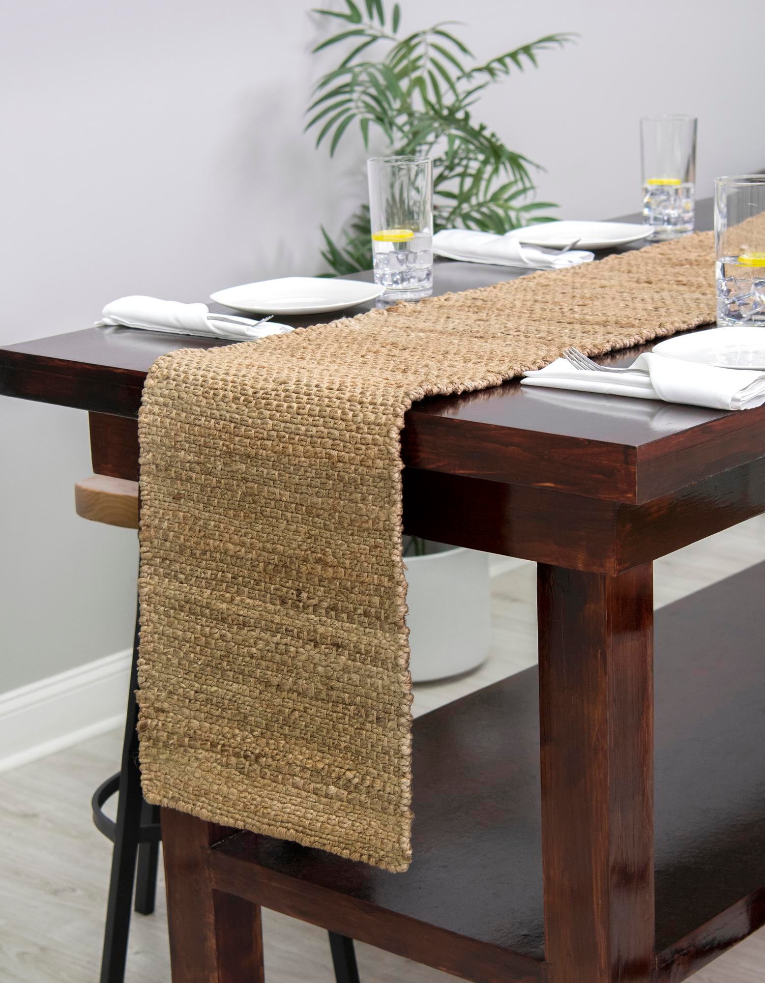 Natural 1' 2 x 6' 1 Hand Woven Chunky Jute Table Runner Rug | Rugs.com