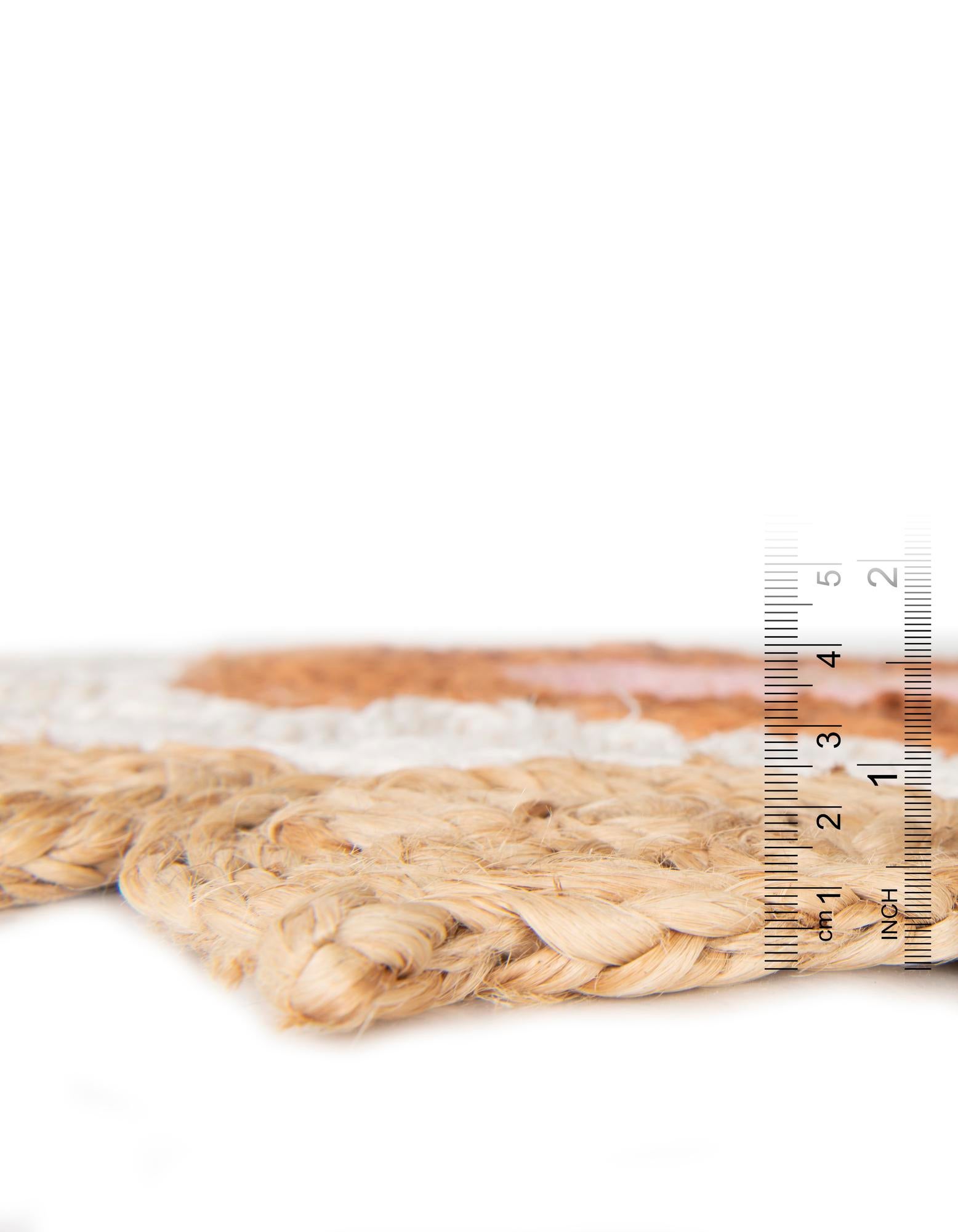 Natural White Orange Pink 4' 1 x 6' 1 Hand Braided Jute Oval Rug | Rugs.com