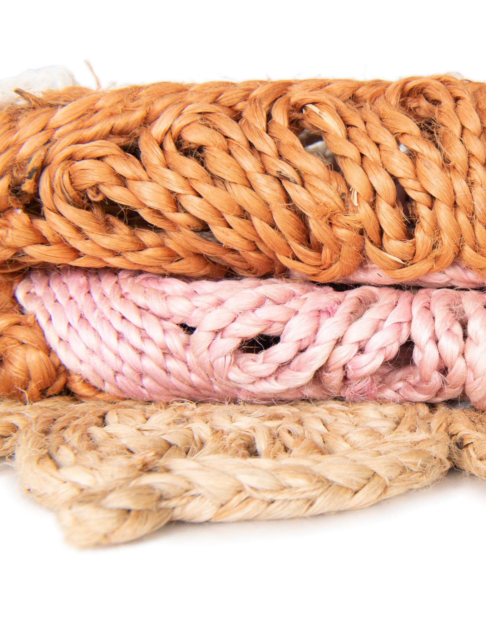 Natural White Orange Pink 4' 1 x 6' 1 Hand Braided Jute Oval Rug | Rugs.com