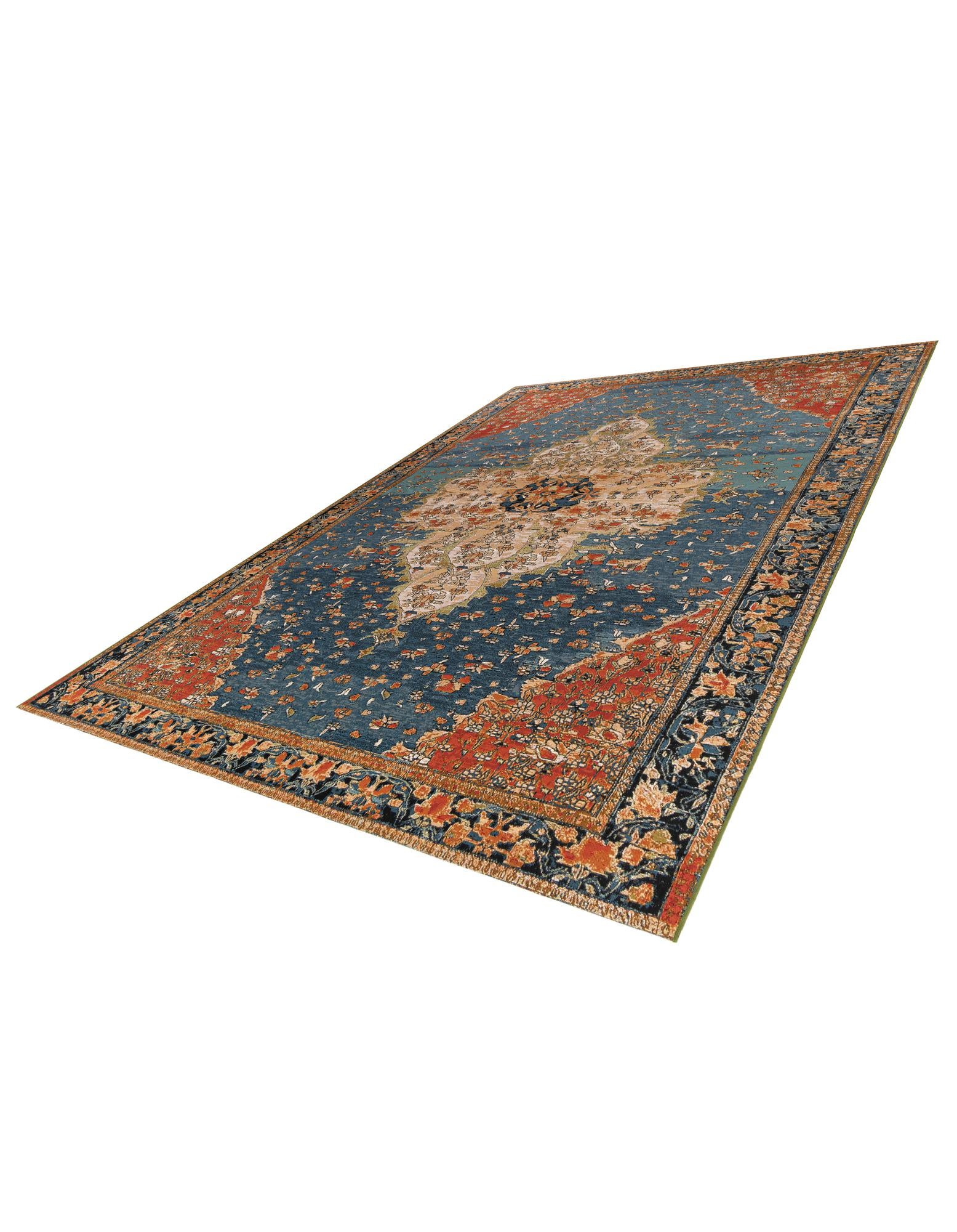 Navy Blue and Rust Red 10' x 14' Traditional Indoor / Outdoor Rug ...