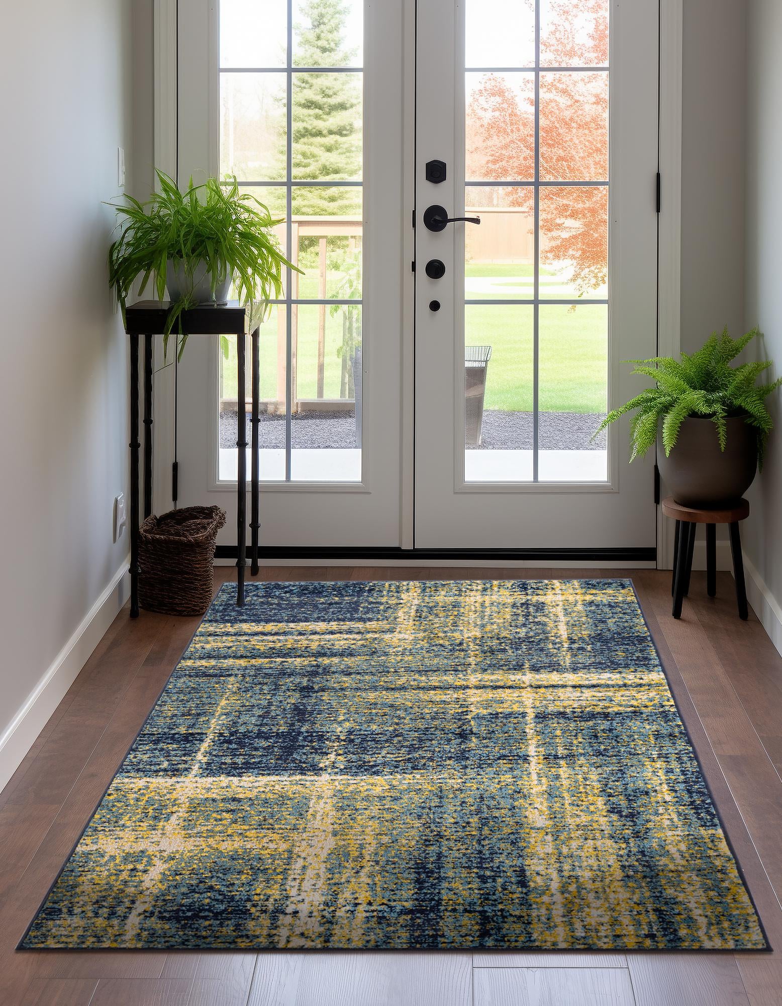 Navy Blue and Yellow 4' x 6' Laguna Rug | Rugs.com