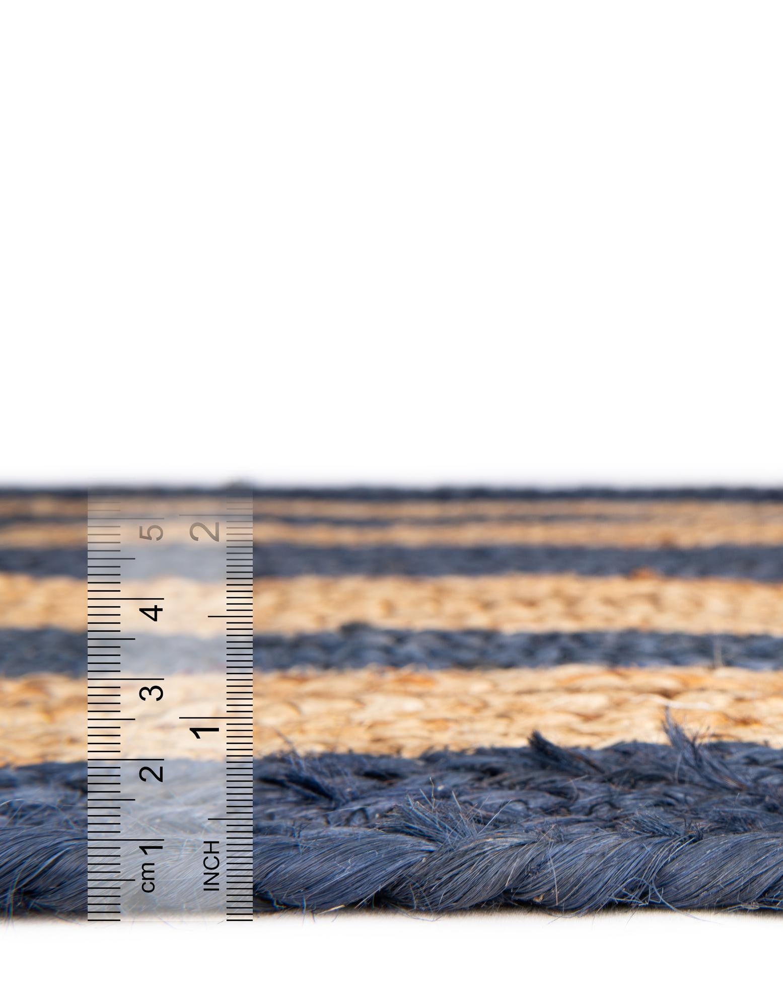 Navy Blue Natural 10' x 10' Hand Braided Jute Round Rug | Rugs.com