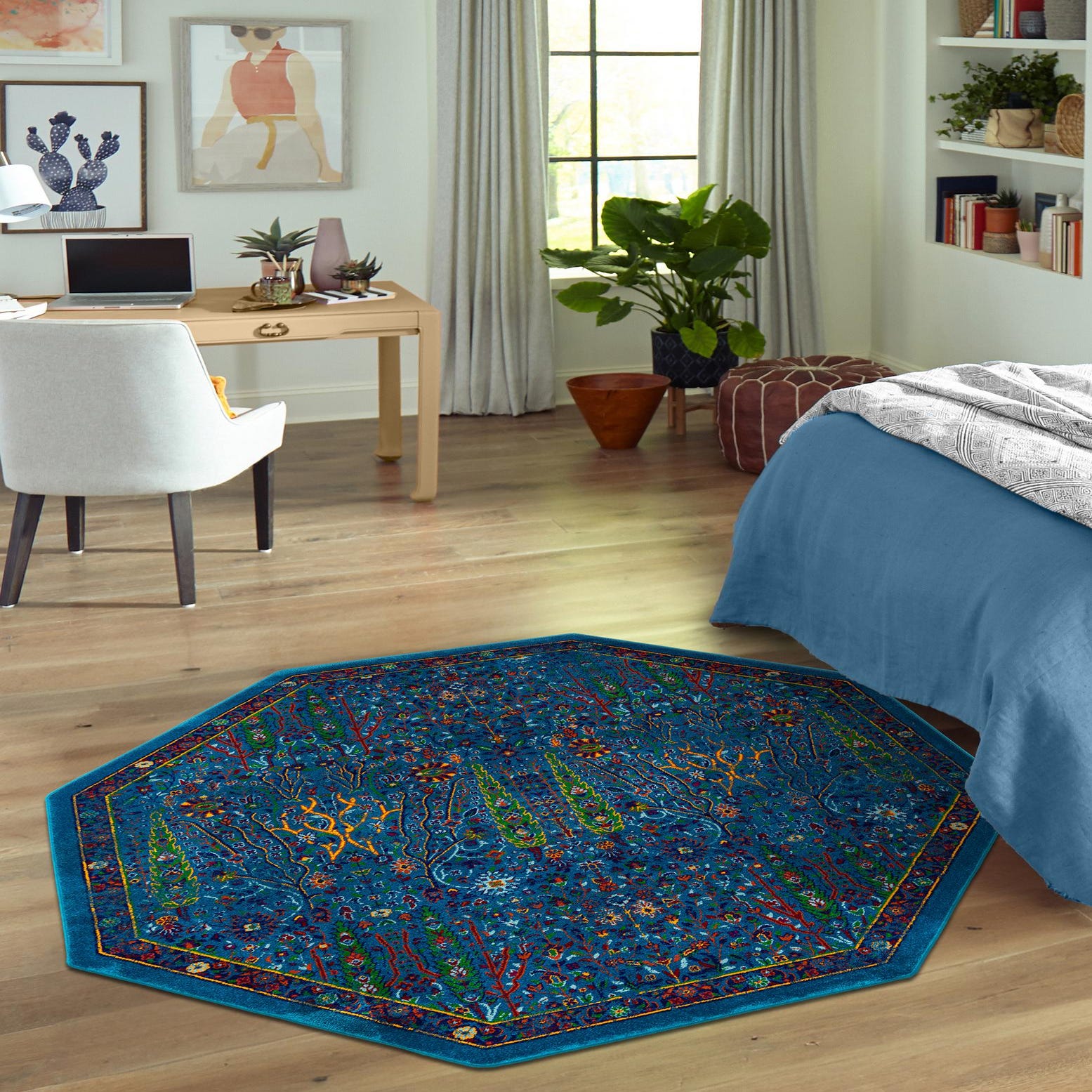 Navy Blue 7' 10 x 7' 10 Calypso Octagon Rug | Rugs.com