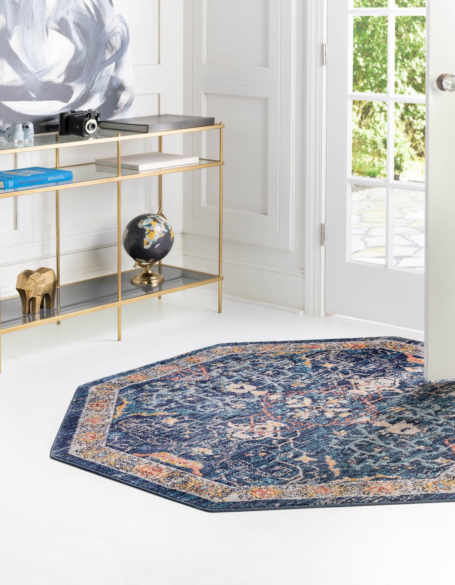 Navy Blue 4' x 4' Lola Octagon Rug | Rugs.com