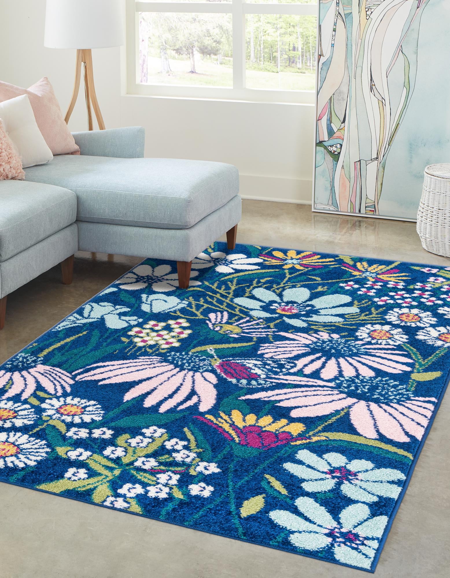 Navy Blue 7' 10 x 10' Bloom Rug | Rugs.com