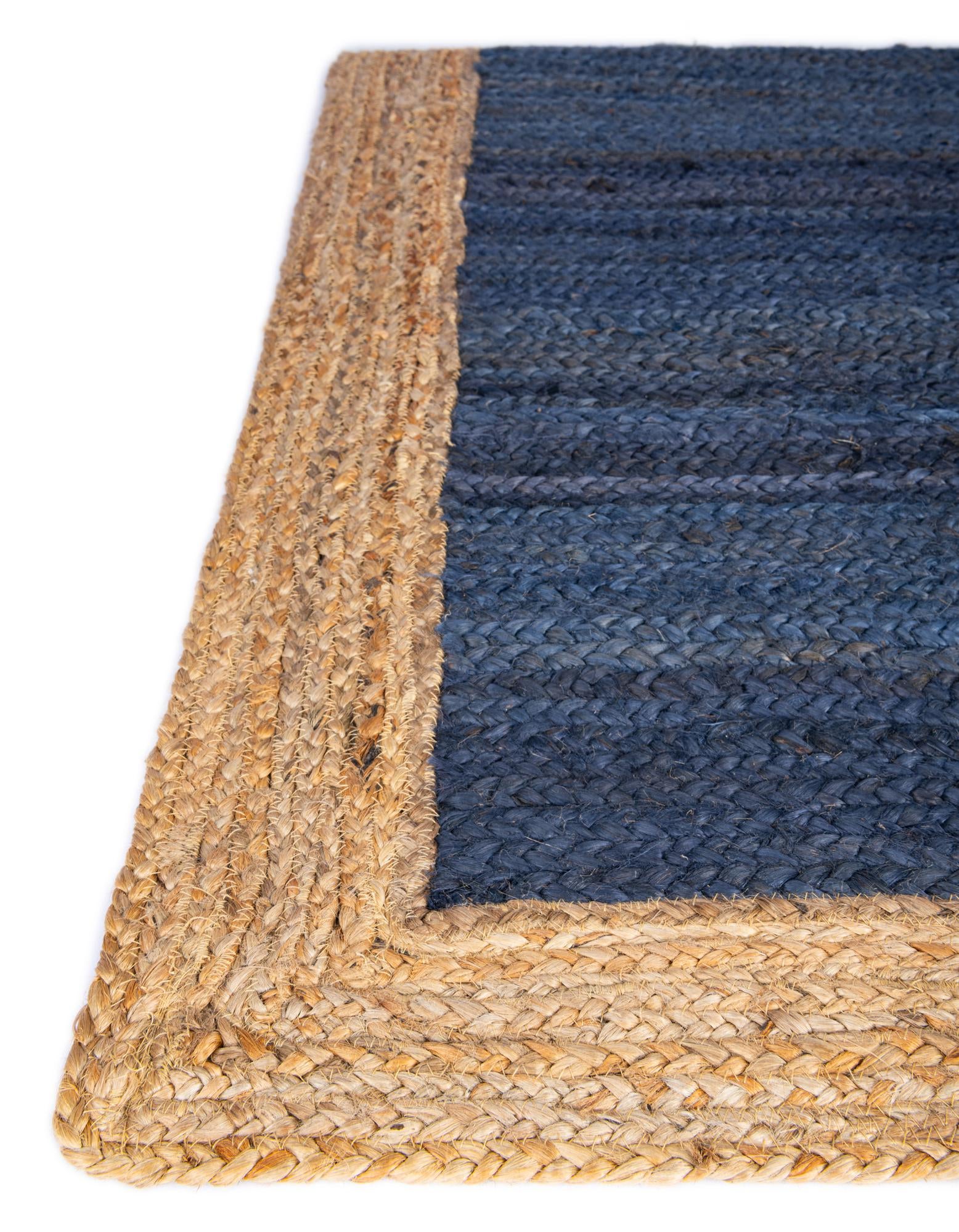 Navy Blue 6' 1 x 9' Hand Braided Jute Rug | Rugs.com