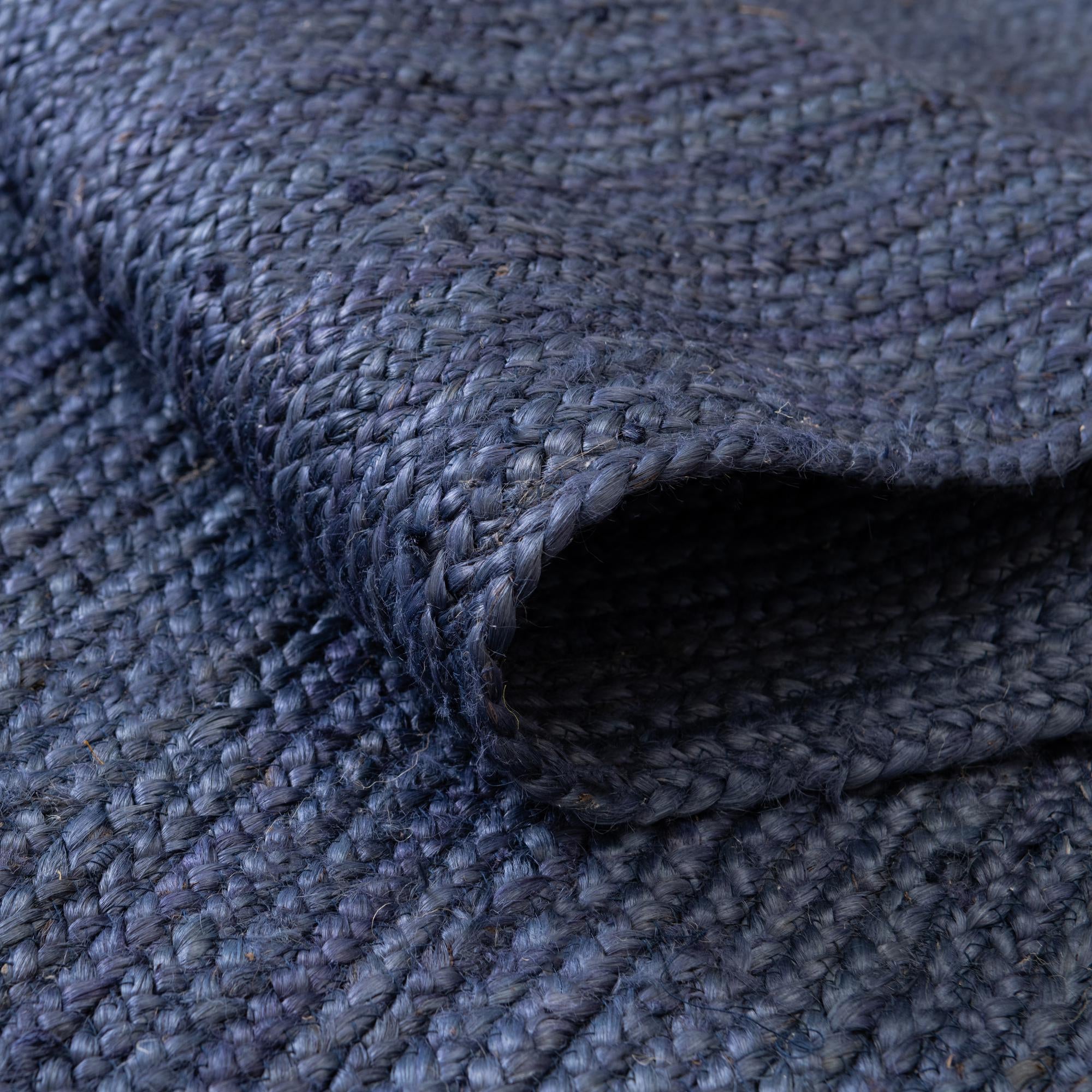 Navy Blue 5' 1 x 8' Hand Braided Jute Rug | Rugs.com