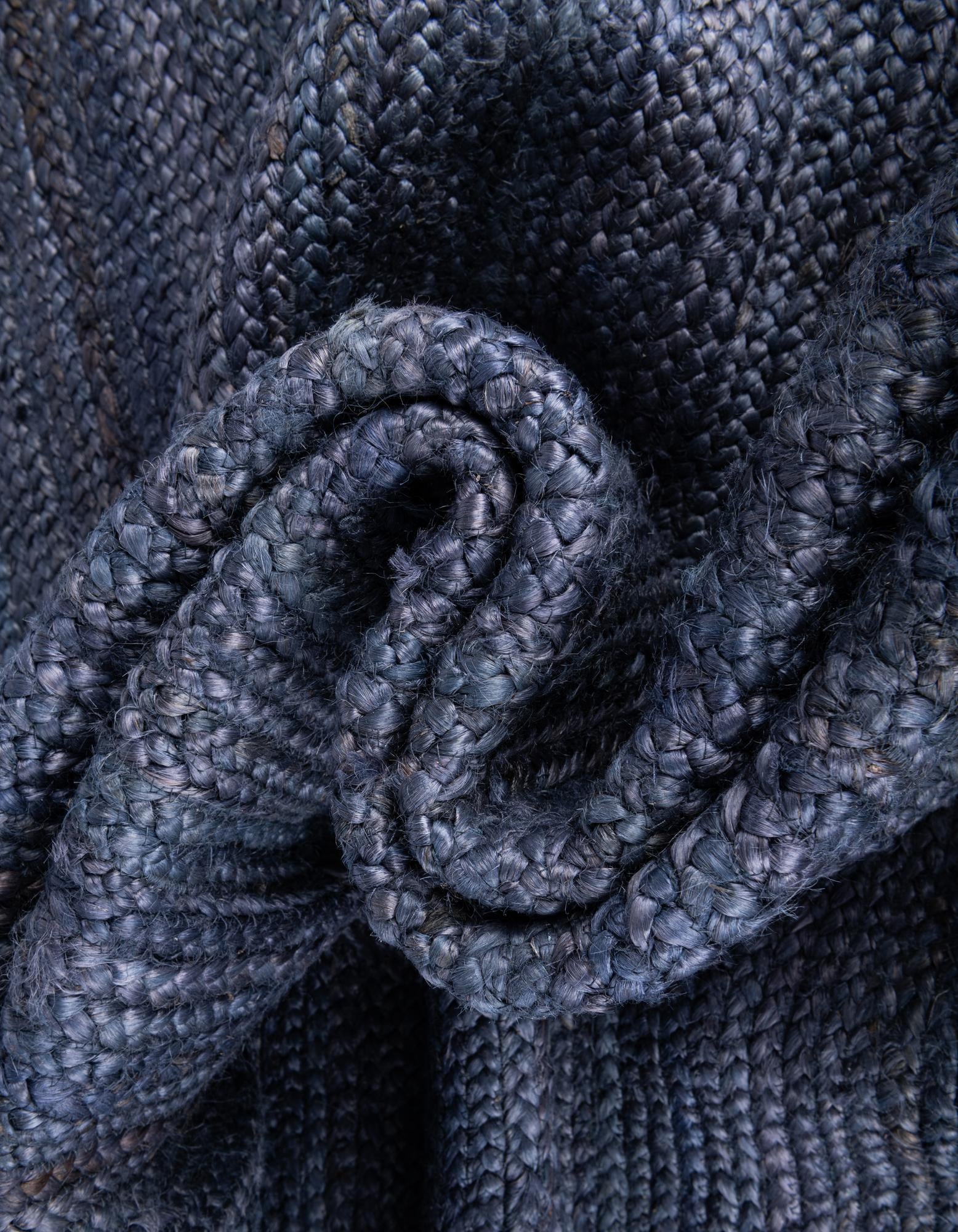 Navy Blue 5' 1 x 8' Hand Braided Jute Rug | Rugs.com