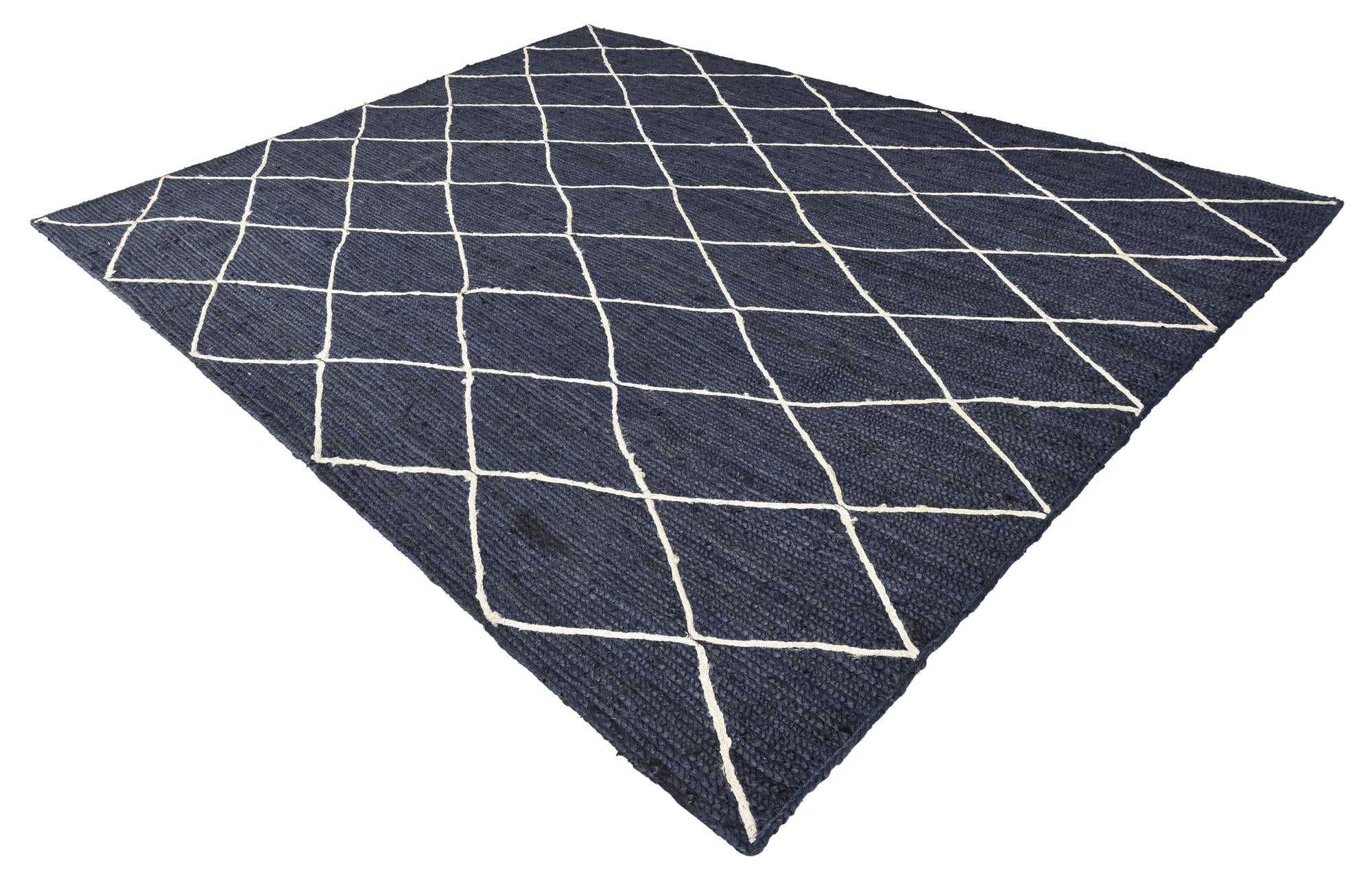 Navy Blue 9' x 12' 2 Hand Braided Jute Rug | Rugs.com