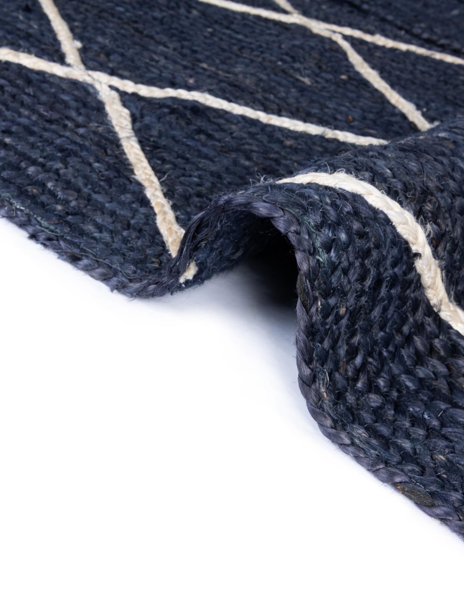 Navy Blue 9' x 12' 2 Hand Braided Jute Rug | Rugs.com