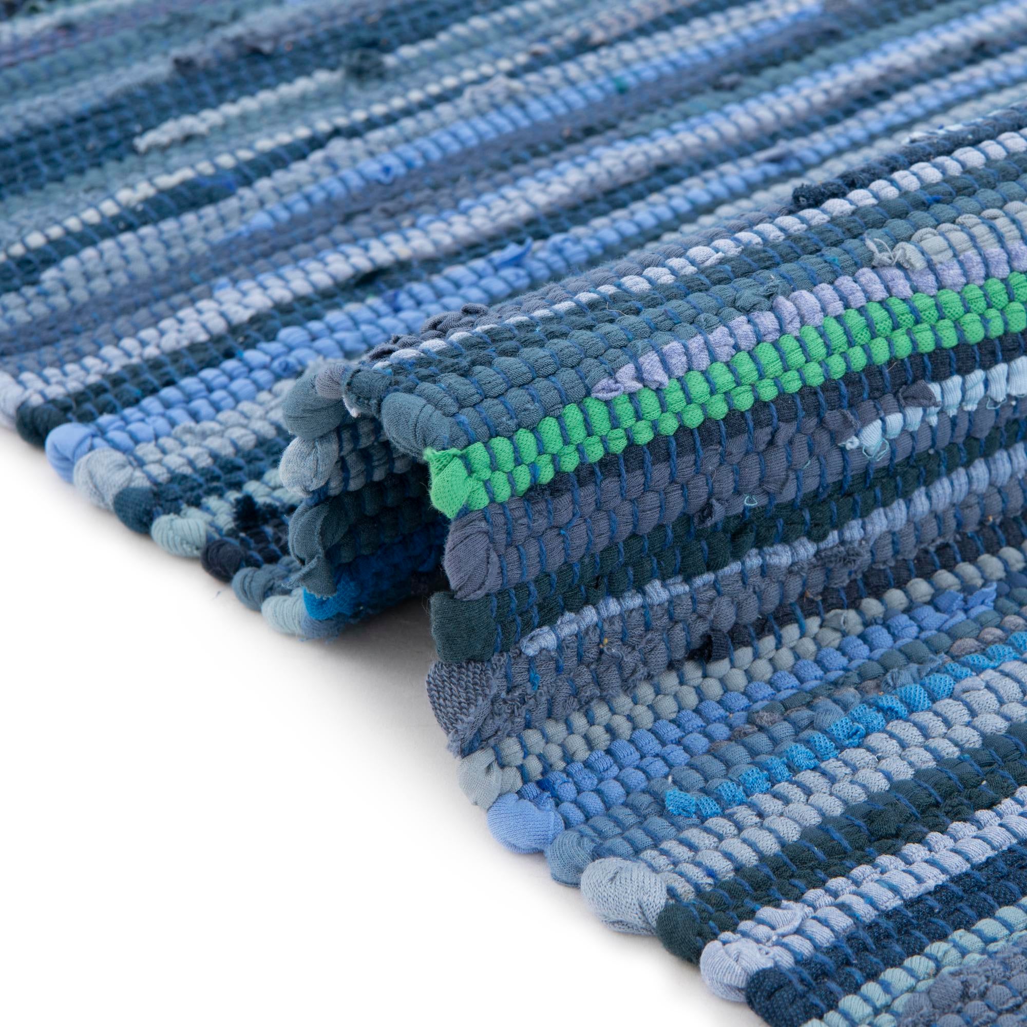 Navy Blue 9' x 12' Hand Woven Chindi Cotton Rug | Rugs.com