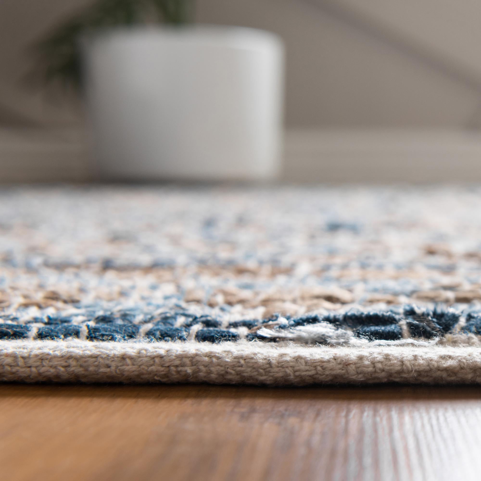 Navy Blue 8' x 11' Hand Woven Chindi Jute Rug | Rugs.com