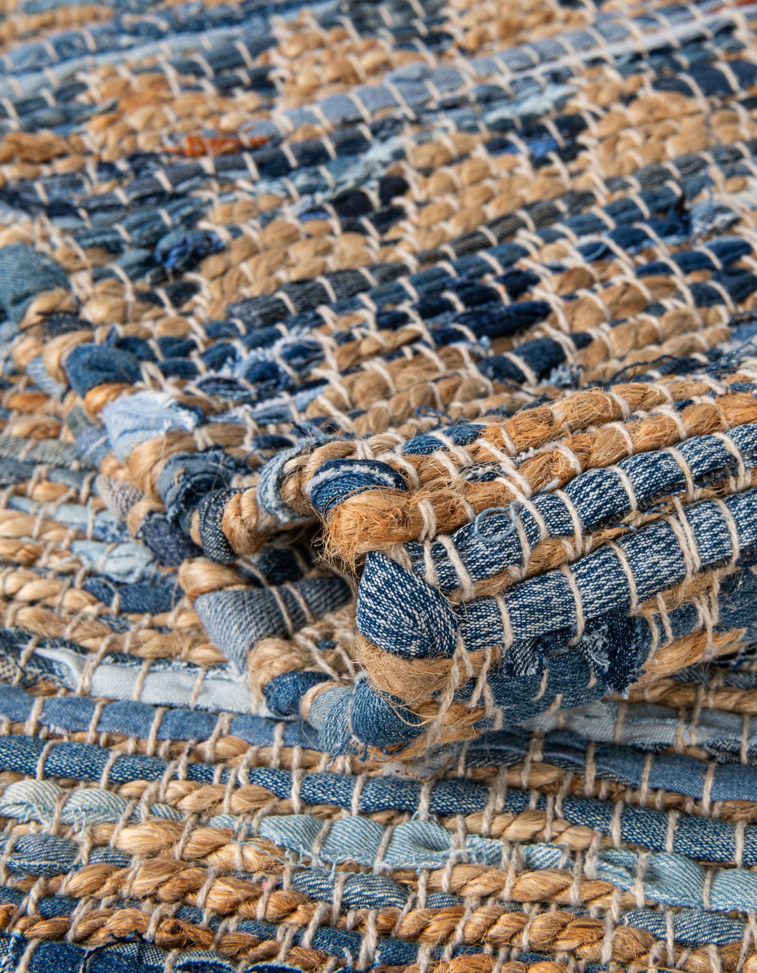 Navy Blue 7' 1 x 10' Hand Woven Chindi Jute Rug | Rugs.com