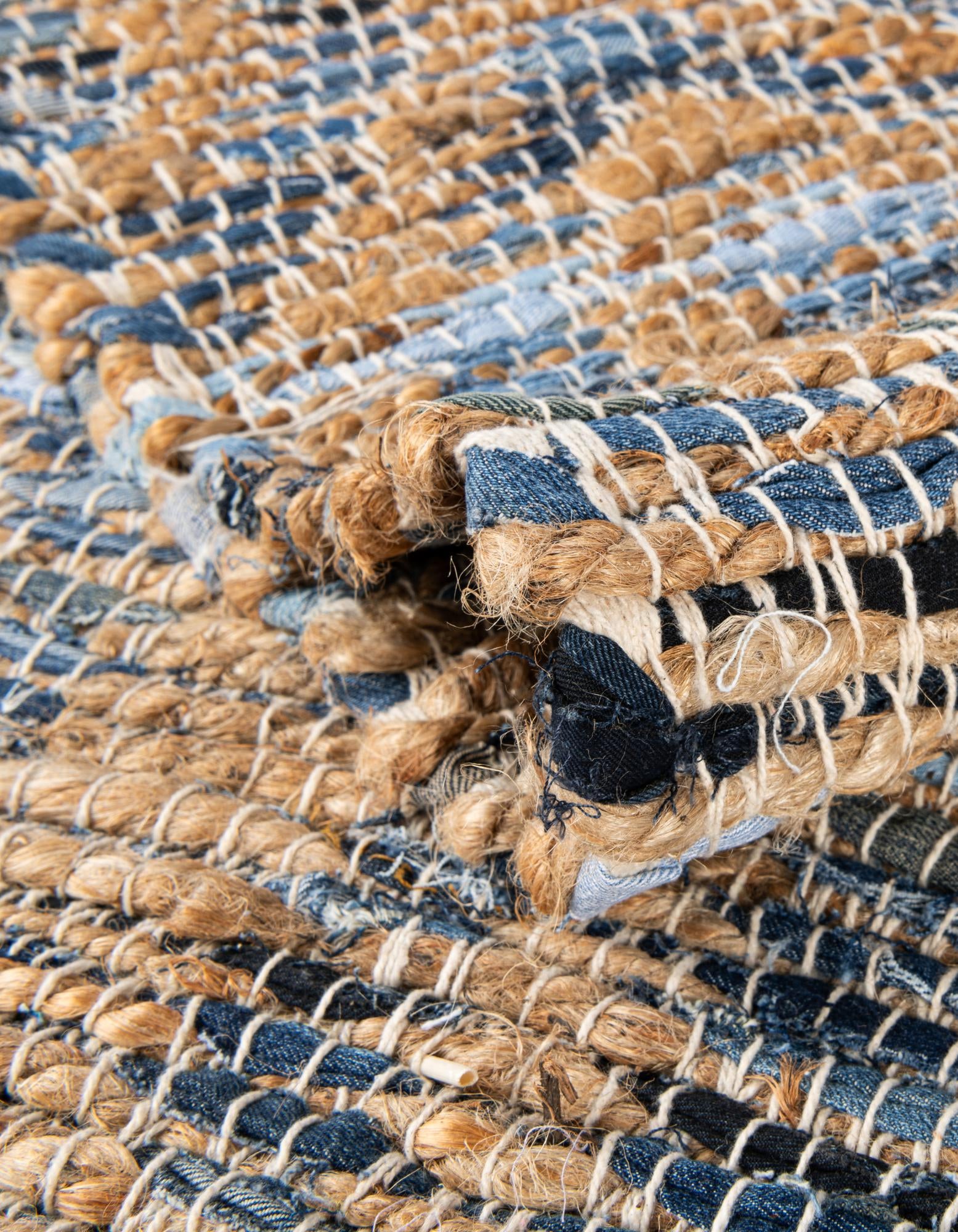 Navy Blue 5' 1 x 8' Hand Woven Chindi Jute Rug | Rugs.com