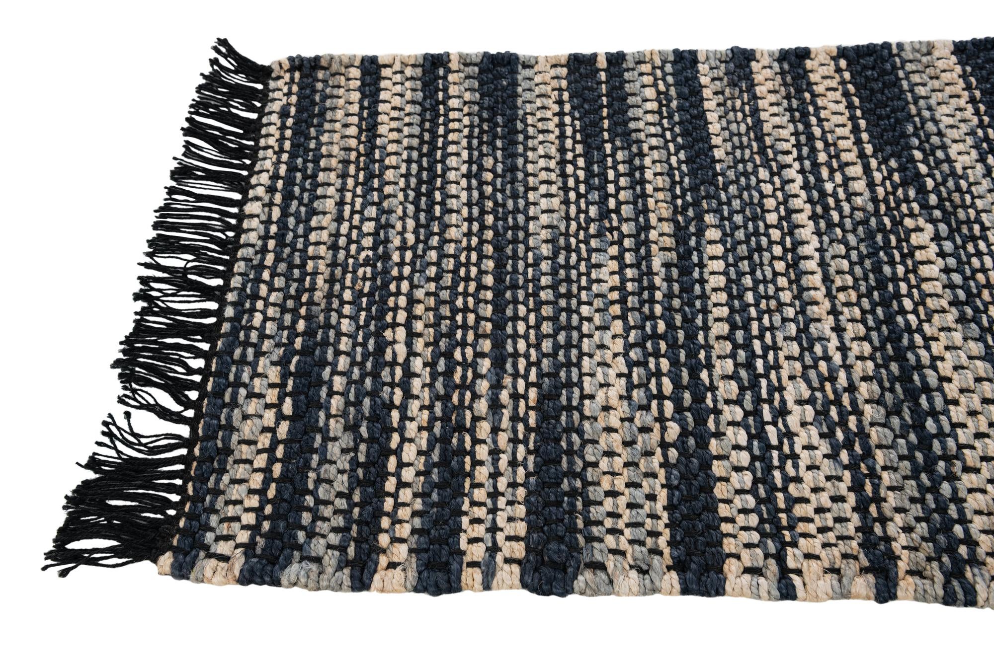Navy Blue 2' 3 x 4' Hand Woven Chunky Jute Rug | Rugs.com
