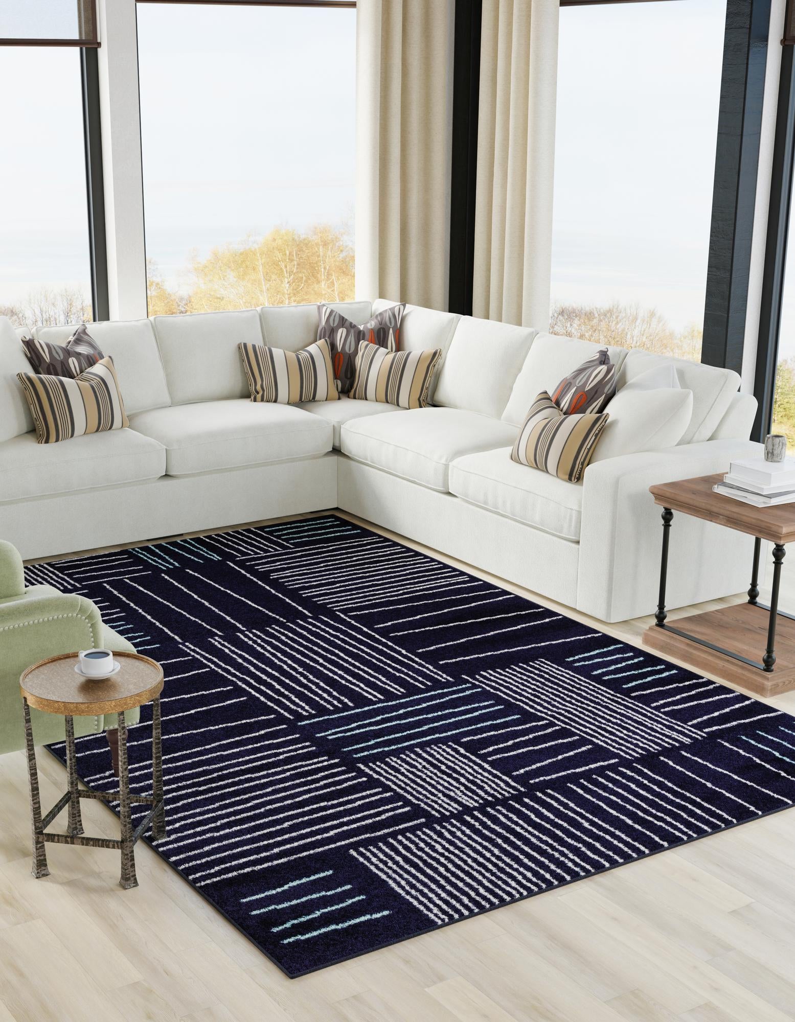 Navy Blue 5' 3 x 8' Hanahan Rug | Rugs.com