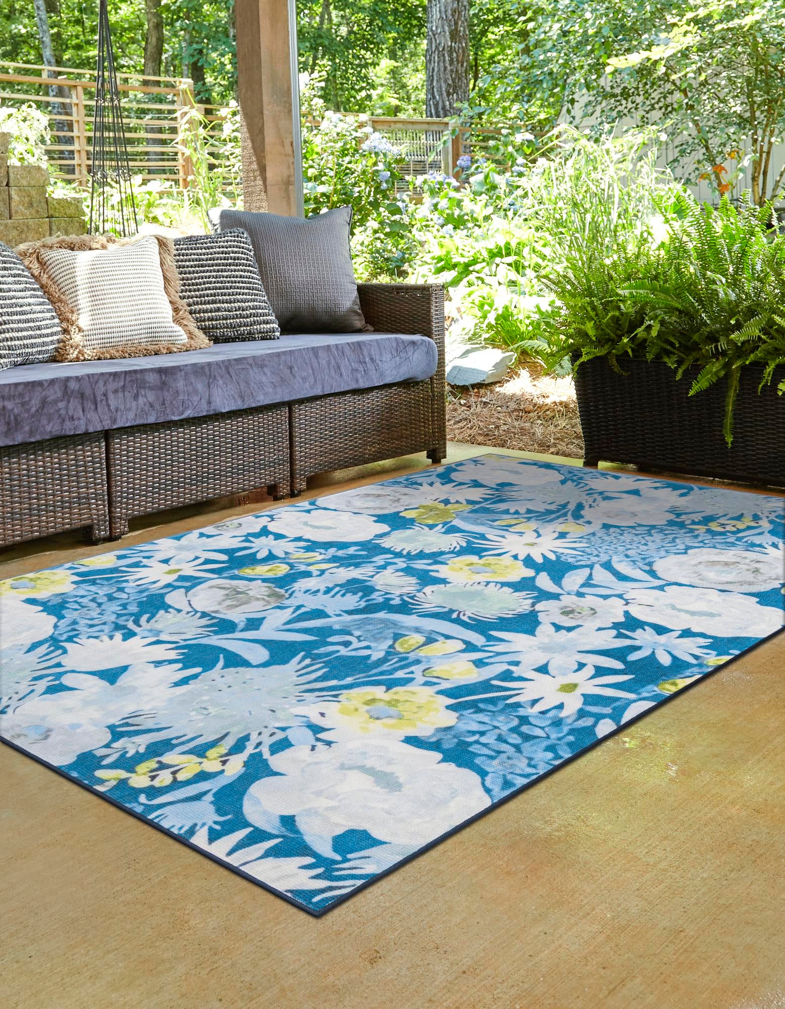 Navy Blue 9' x 12' Jill Zarin Caribbean Indoor / Outdoor Rug | Rugs.com