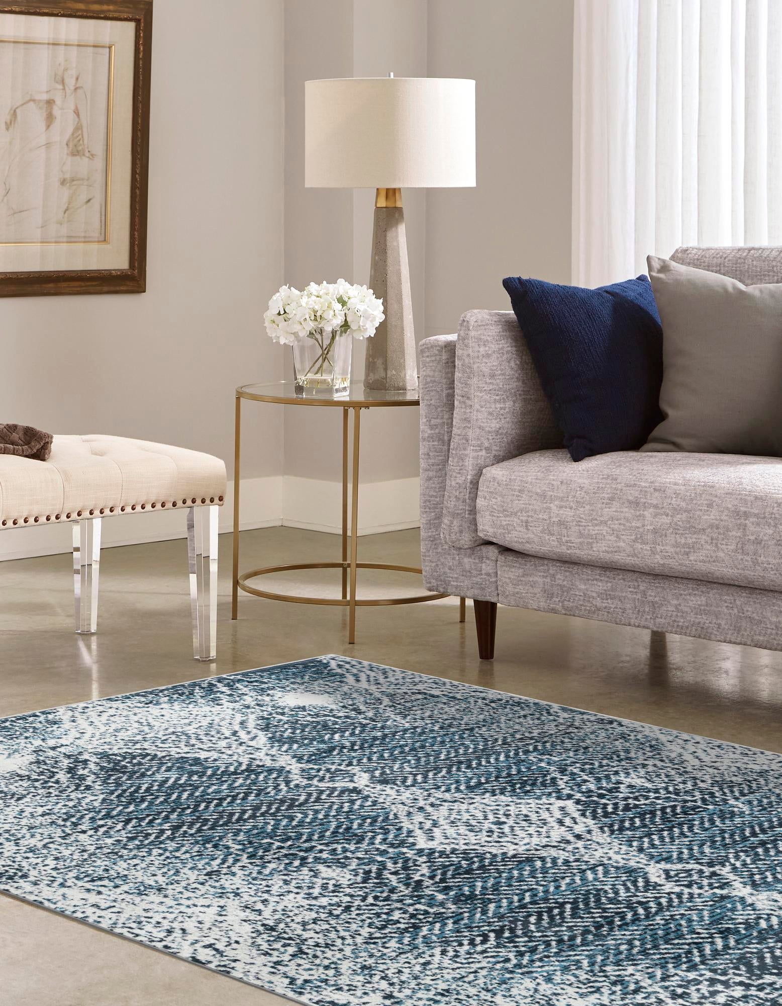 Navy Blue 6' x 9' Kamala Washable Rug | Rugs.com