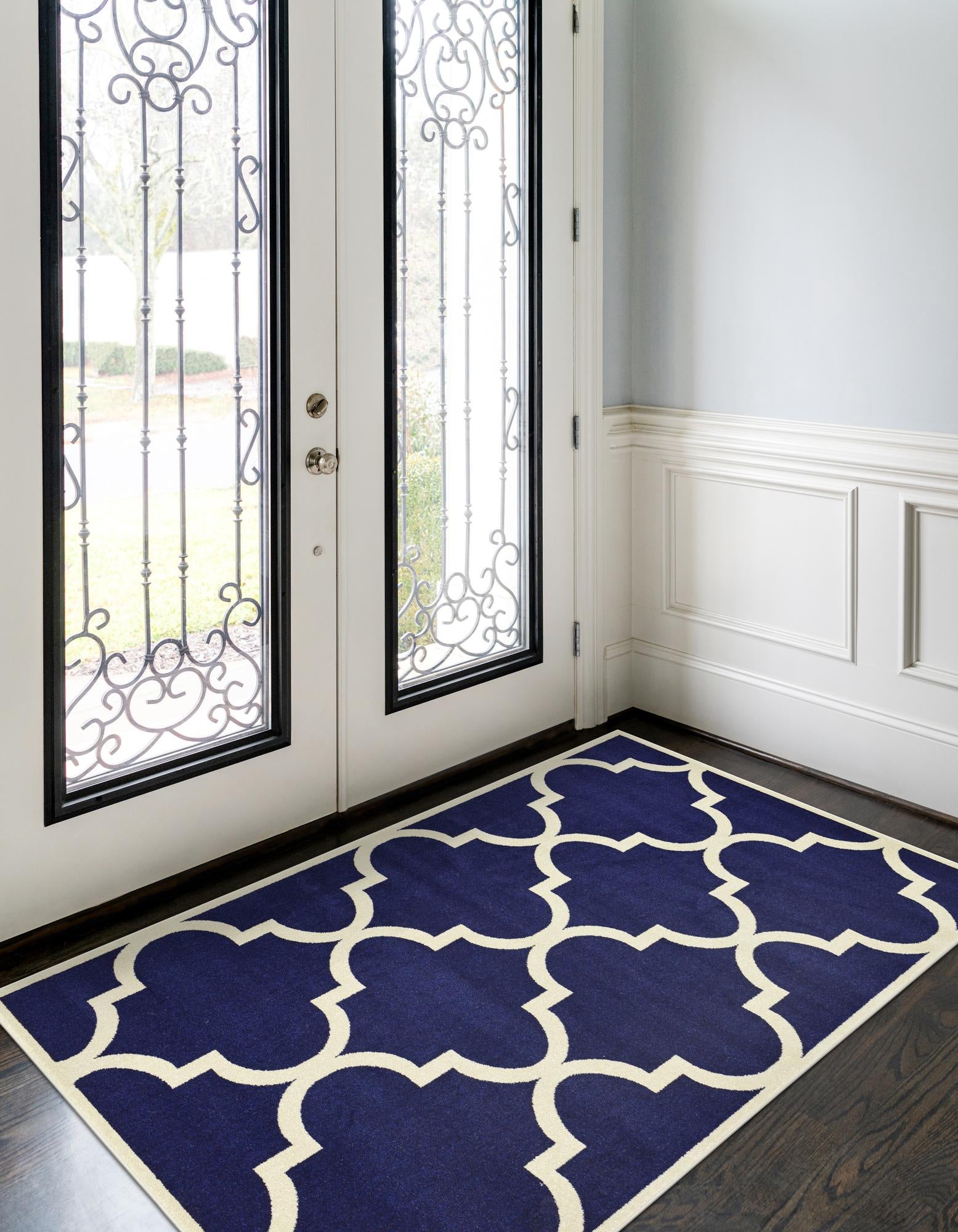 Navy Blue 9' x 12' 2 Lattice Rug | Rugs.com