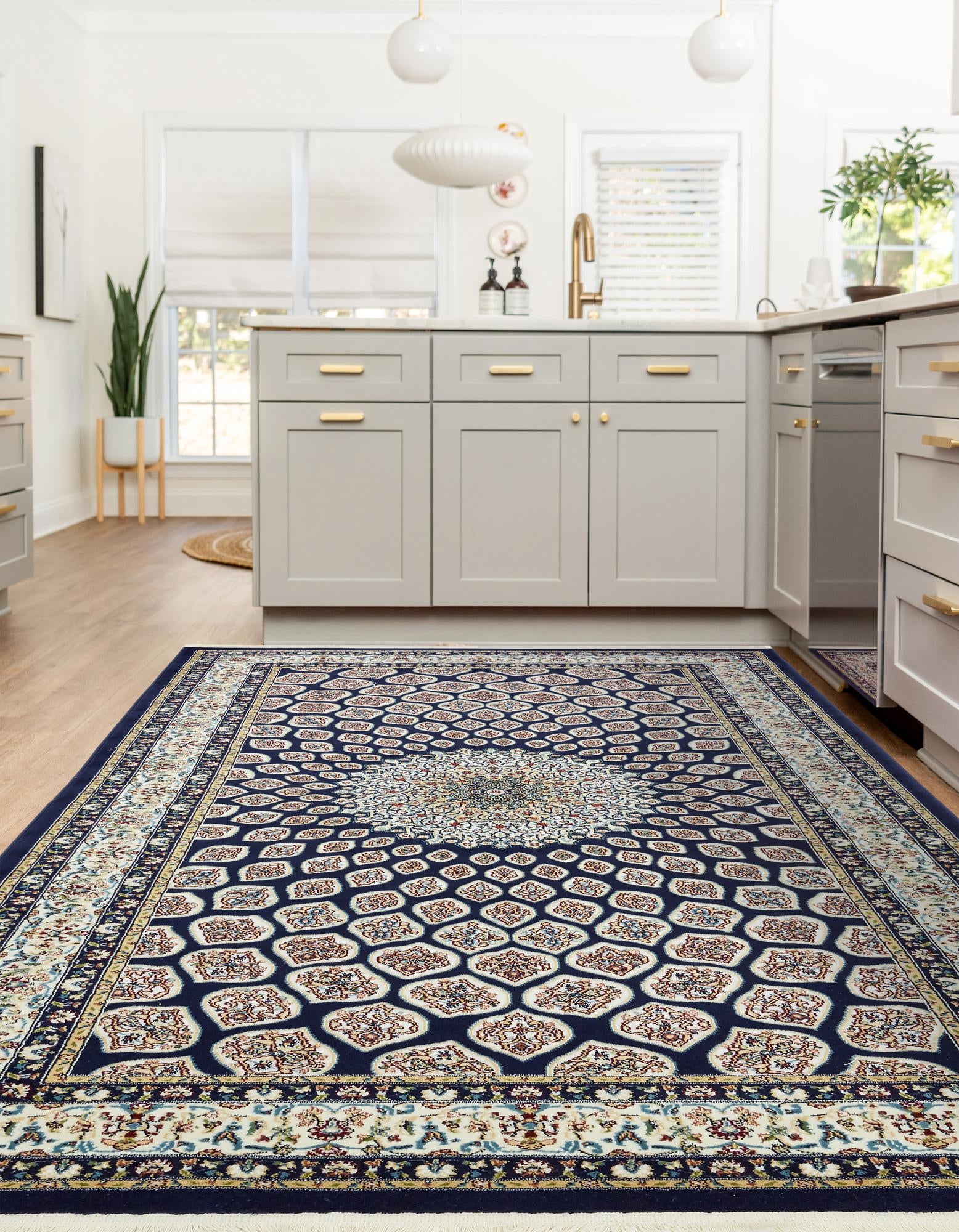 Navy Blue 5' x 8' Nain Design Rug | Rugs.com