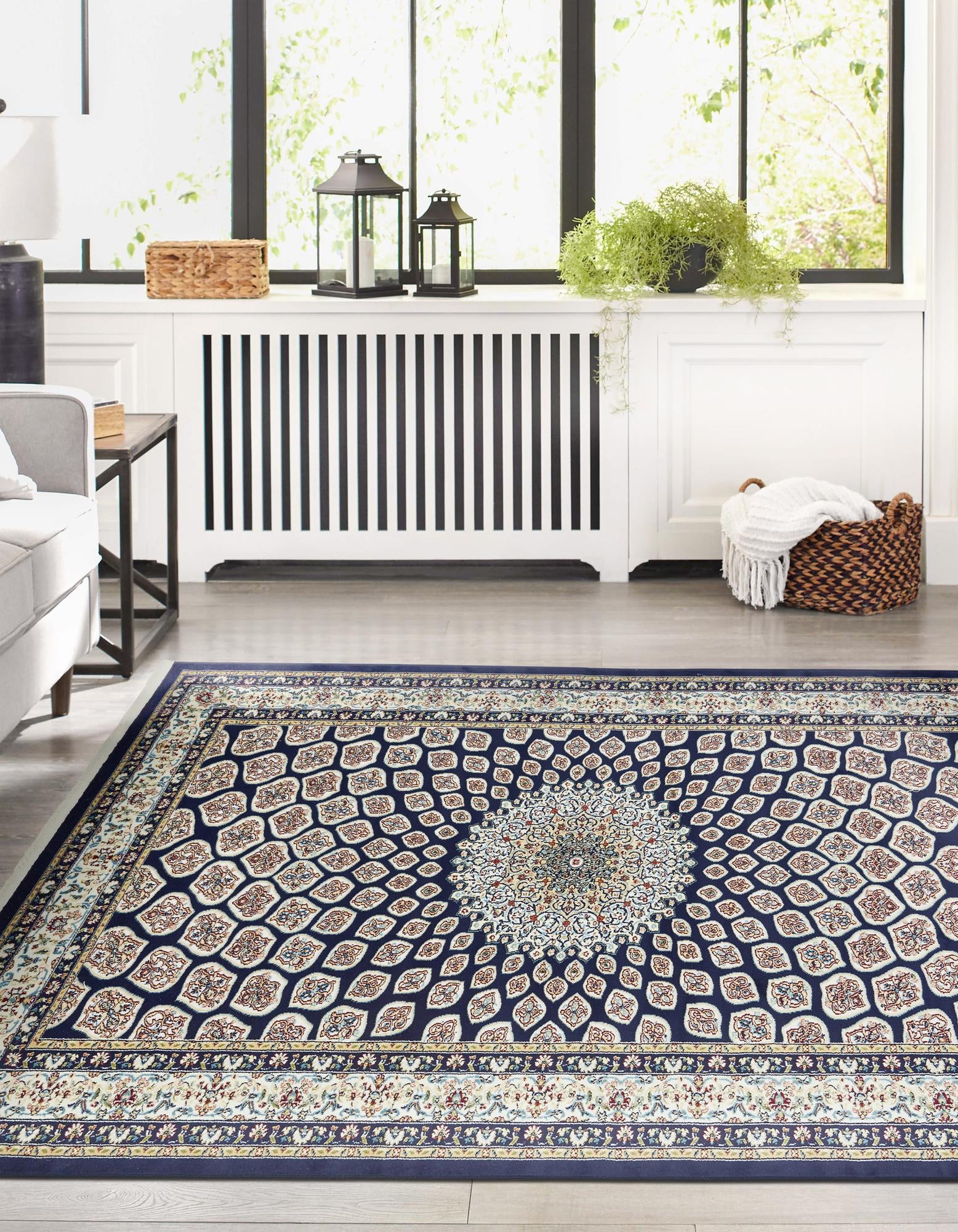 Navy Blue 5' x 8' Nain Design Rug | Rugs.com