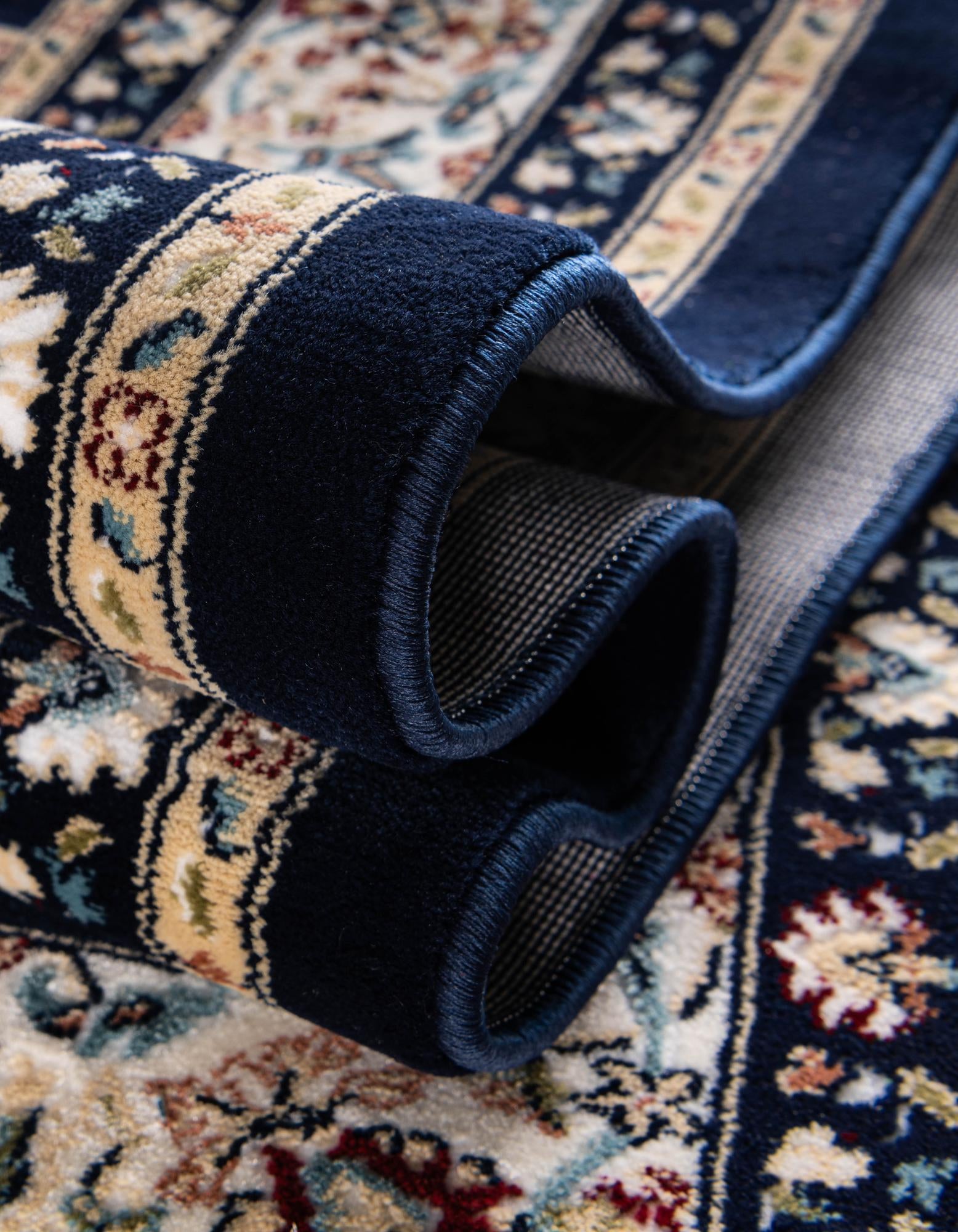 Navy Blue 3' x 5' Nain Design Rug | Rugs.com