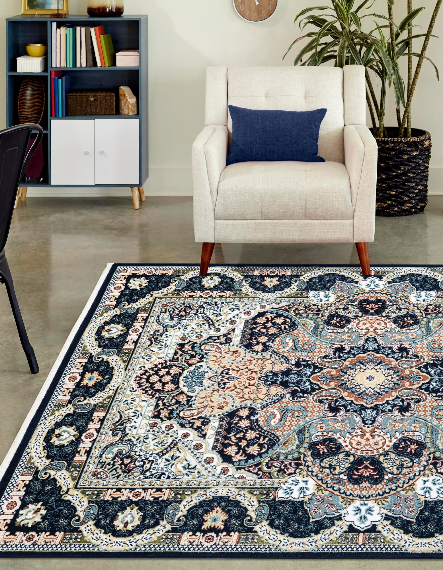 Navy Blue 8' x 10' Nain Design Rug | Rugs.com