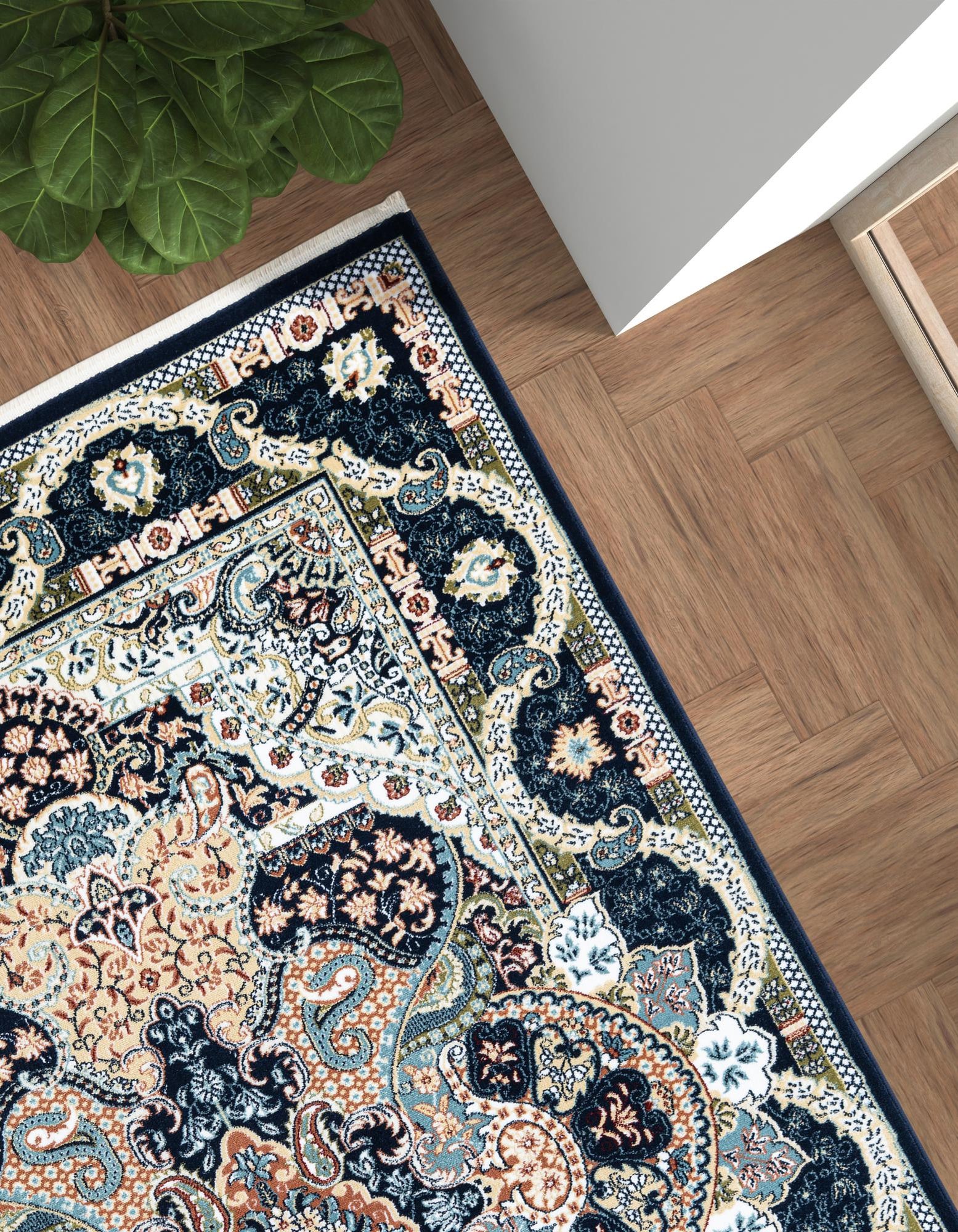 Navy Blue 10' x 13' Nain Design Rug | Rugs.com