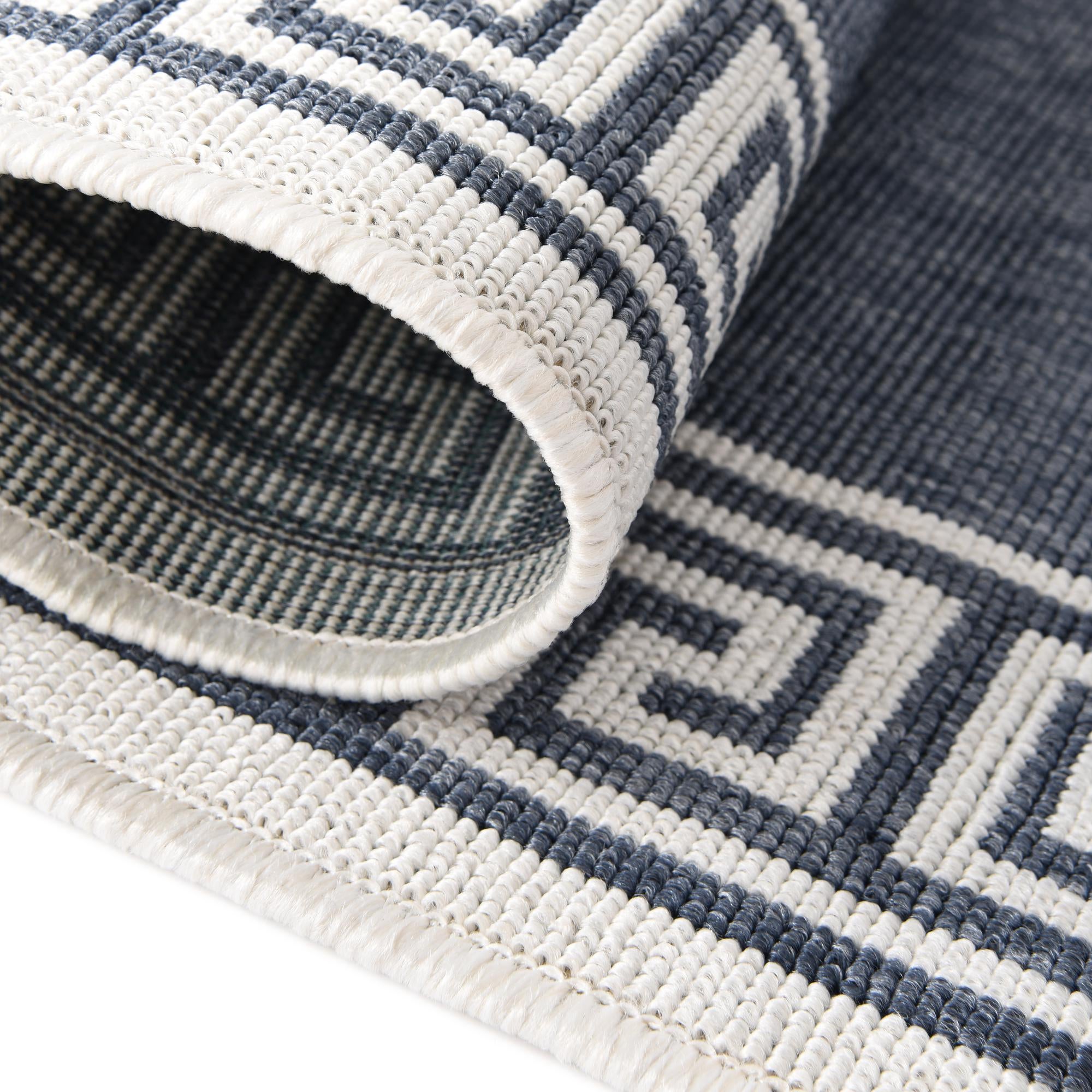 Navy Blue 4' x 6' Coastal Indoor / Outdoor Rug | Rugs.com