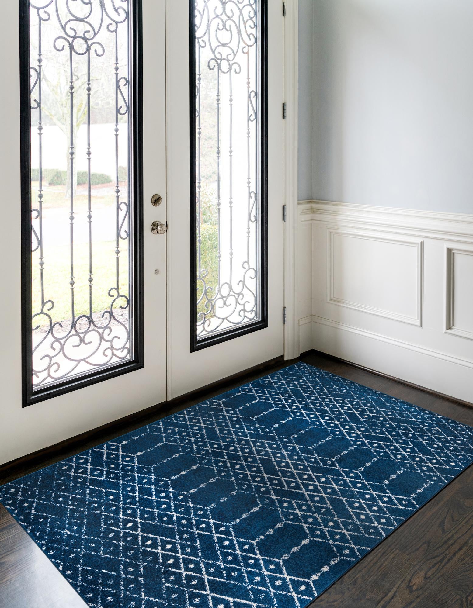 Navy Blue 7' 10 x 10' Paxon Trellis Rug | Rugs.com