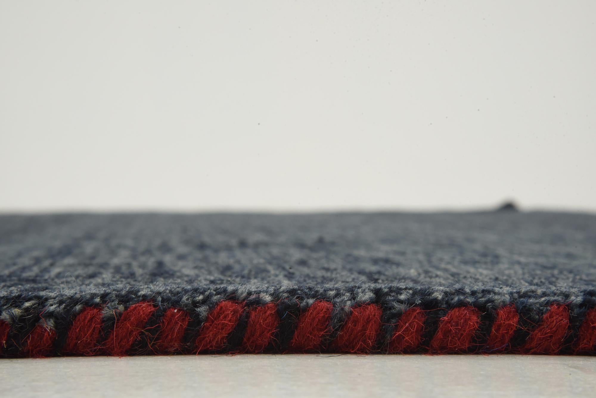 Navy Blue 8' 2 x 11' 6 Hand Knotted Solid Gabbeh Wool Rug | Rugs.com