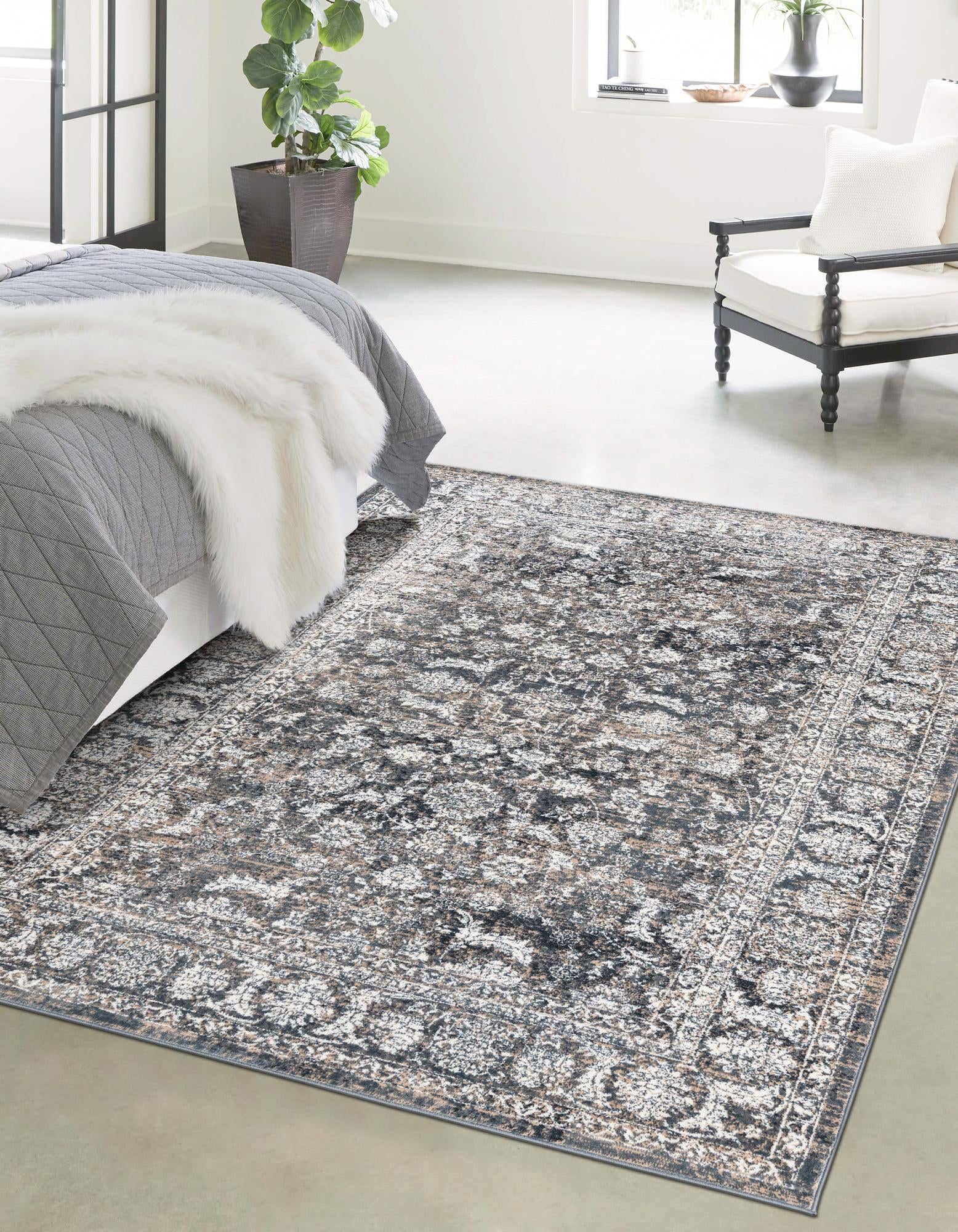 Navy Blue Jill Zarin 7' 10 x 10' Uptown Central Park Rug | Rugs.com