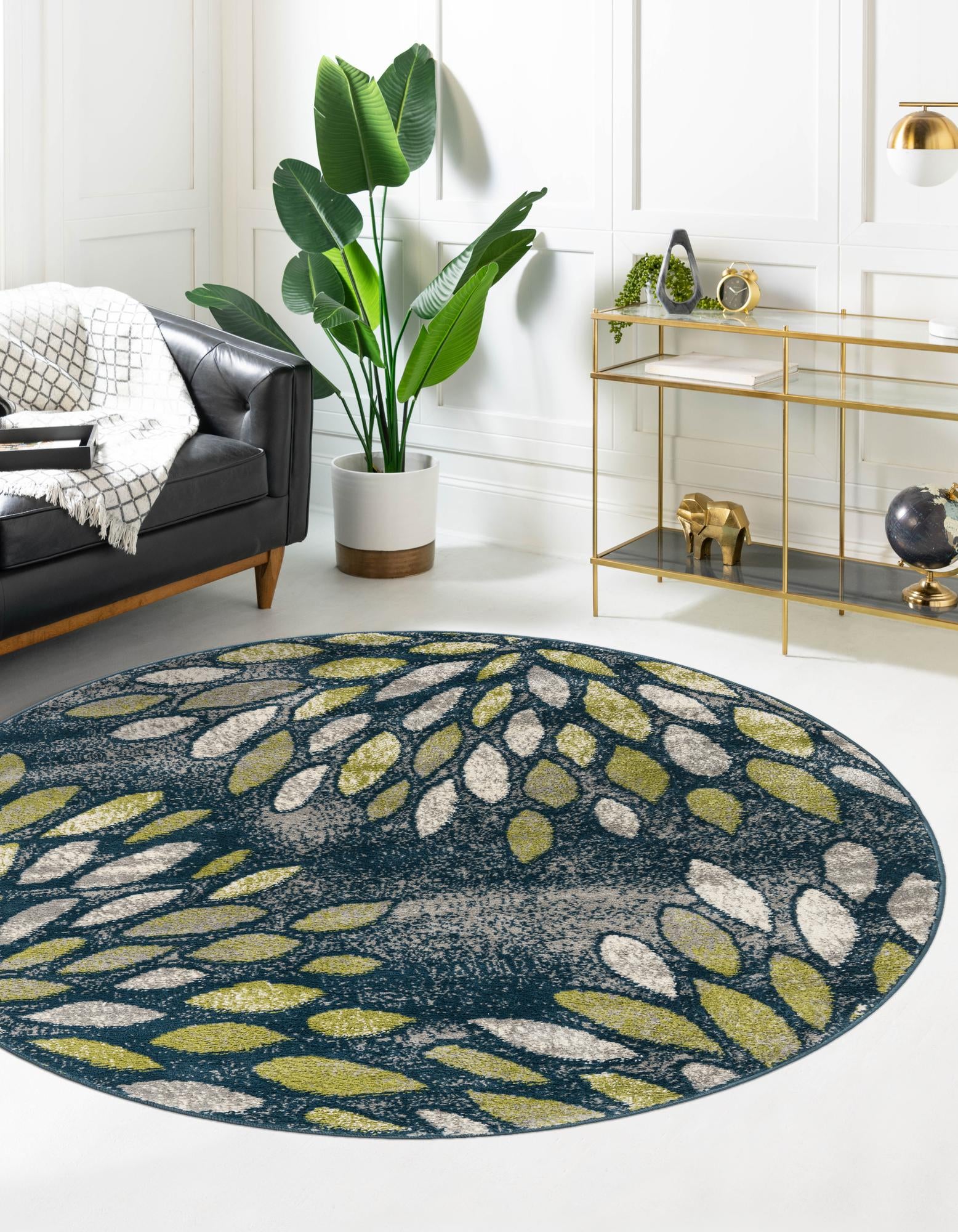 Navy Blue 5' x 5' Charleston Round Rug | Rugs.com