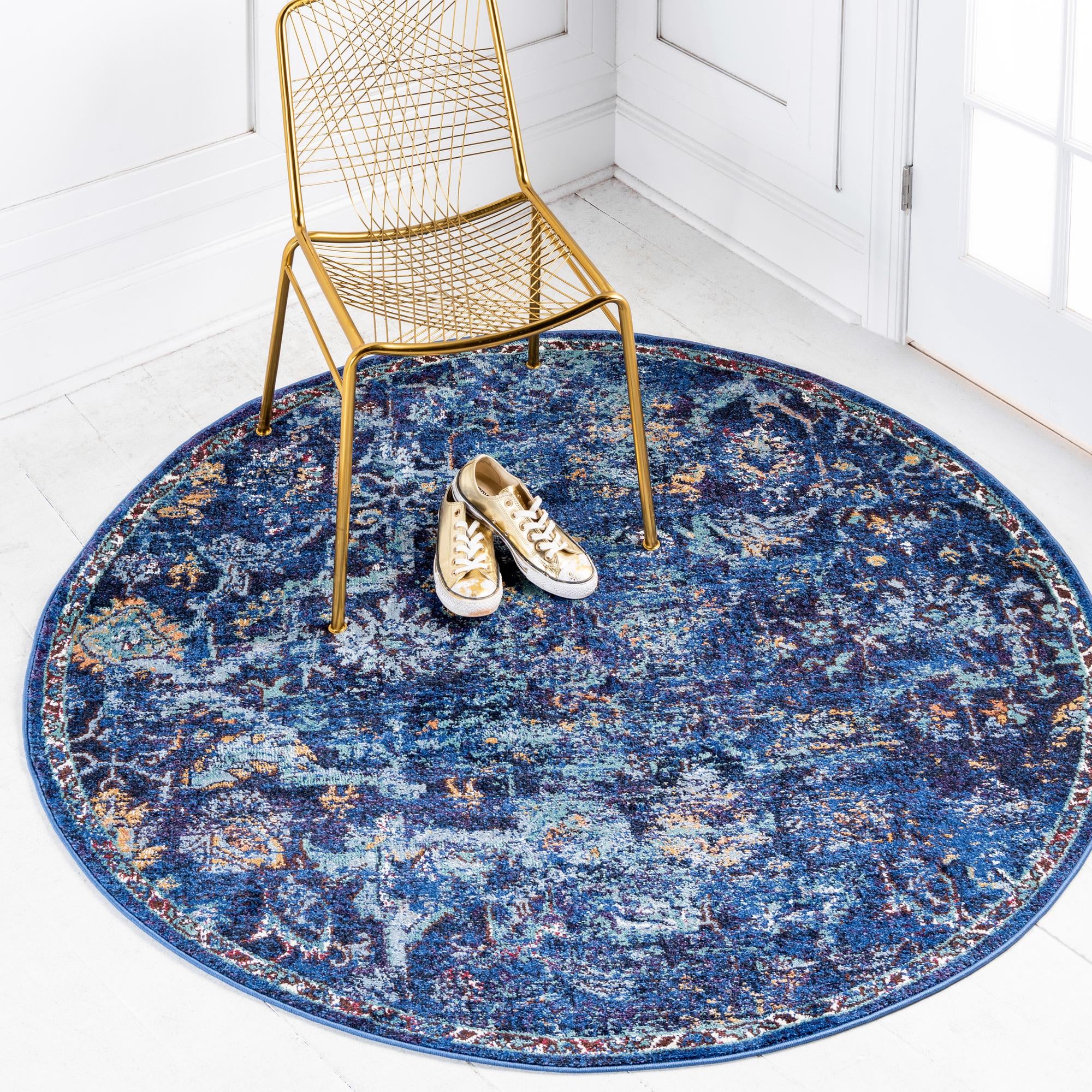 Navy Blue 8' x 8' Eliza Round Rug | Rugs.com