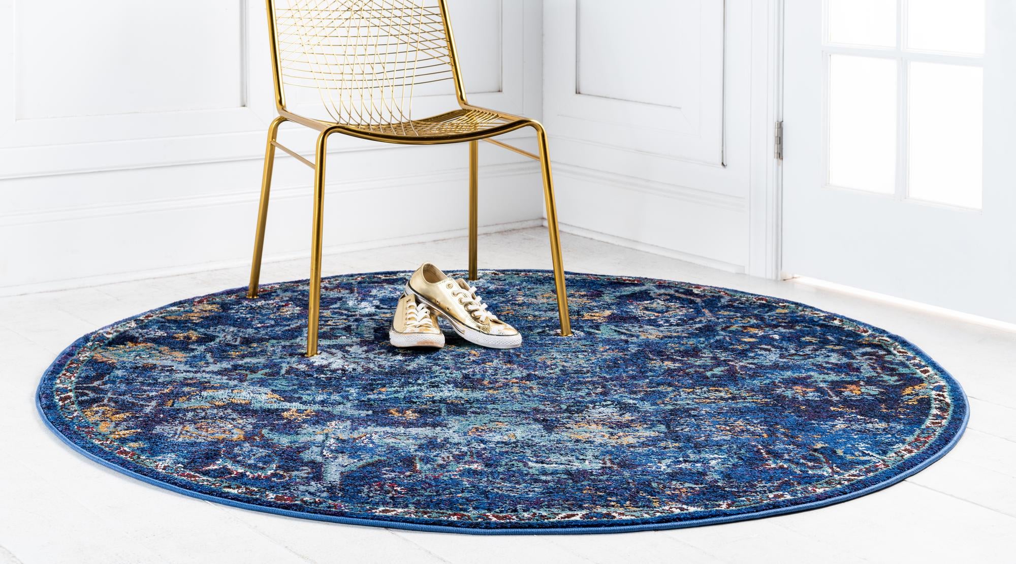 Navy Blue 5' x 5' Charlotte Round Rug | Rugs.com