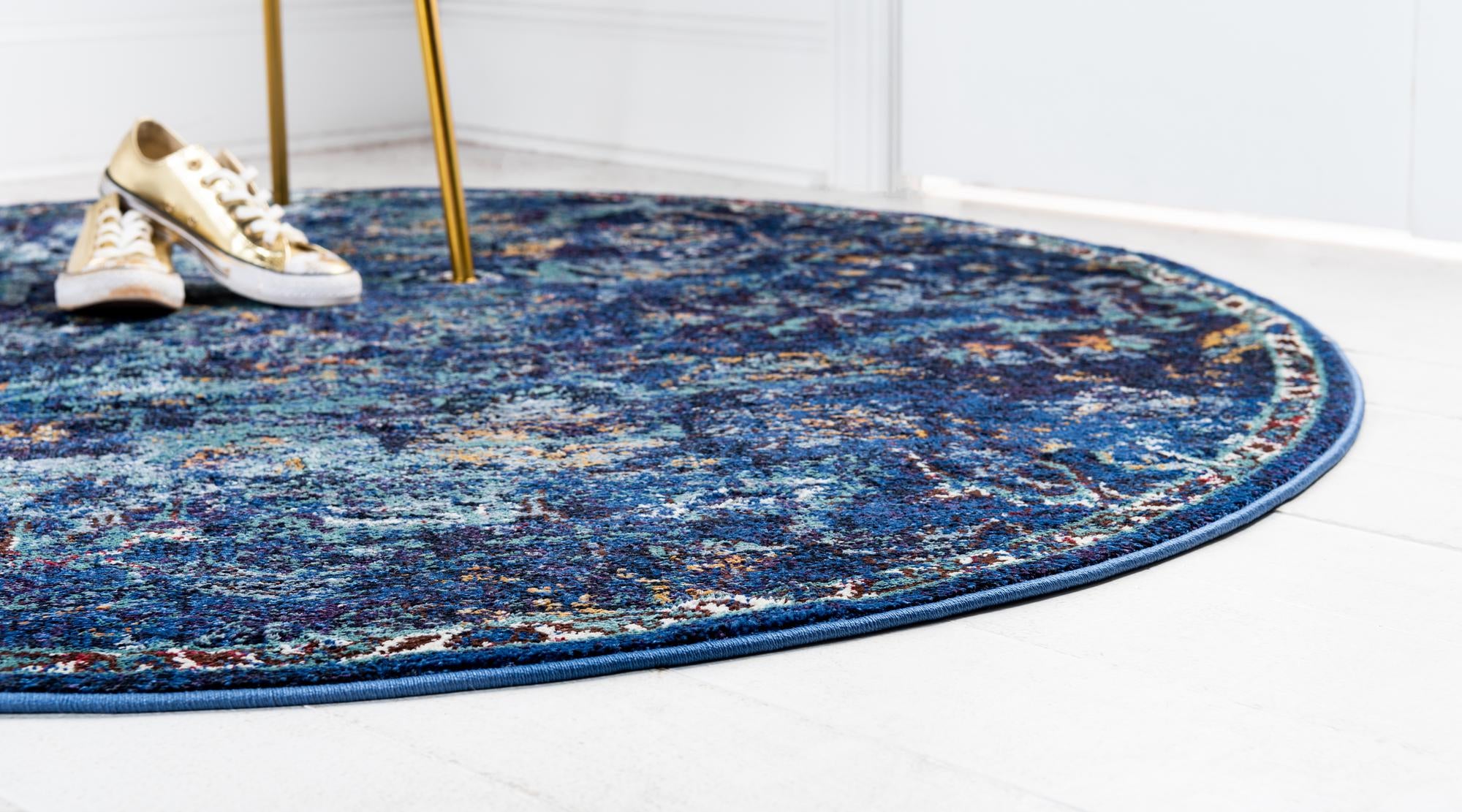 Navy Blue 5' x 5' Charlotte Round Rug | Rugs.com