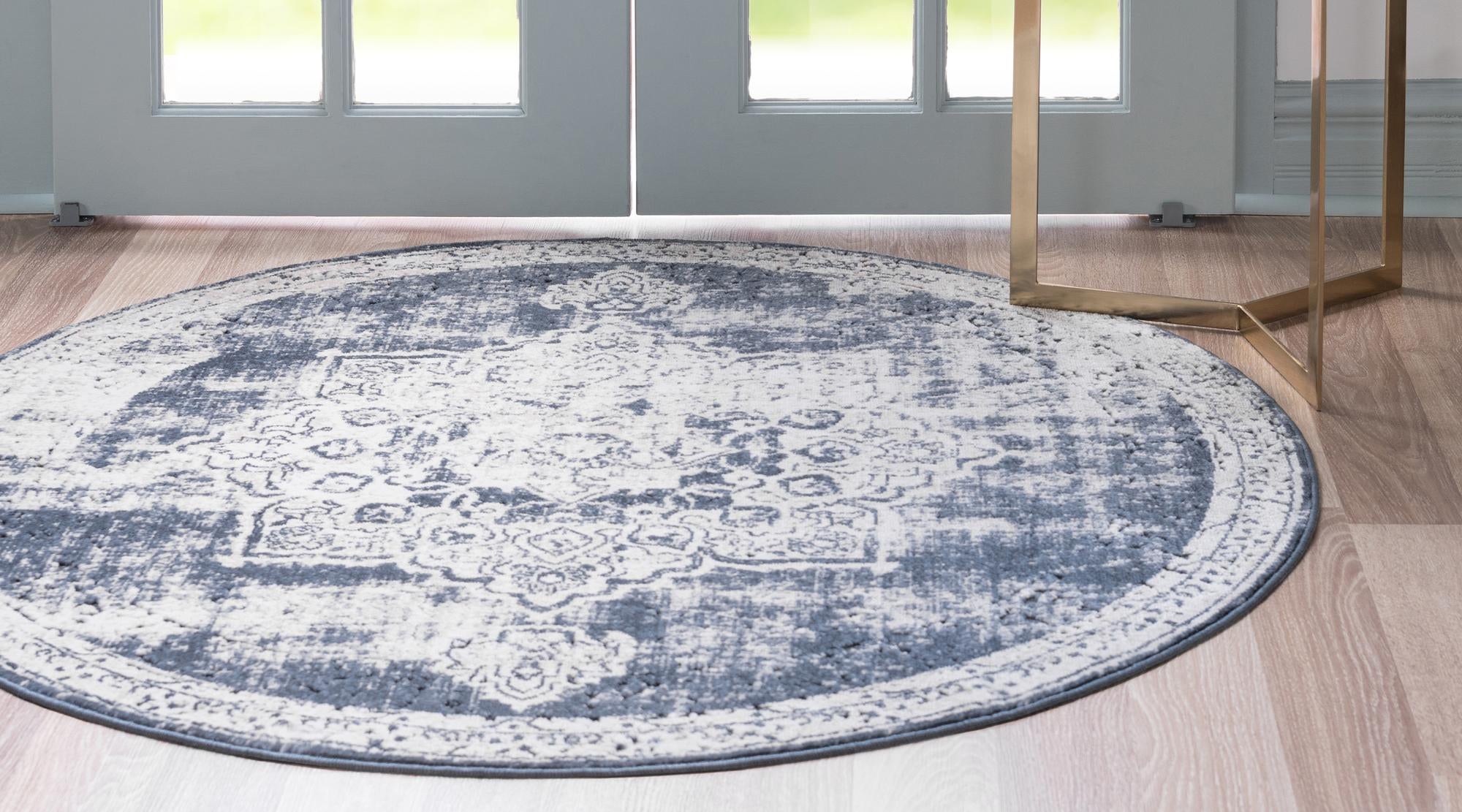 Navy Blue 8' x 8' Eliza Round Rug | Rugs.com