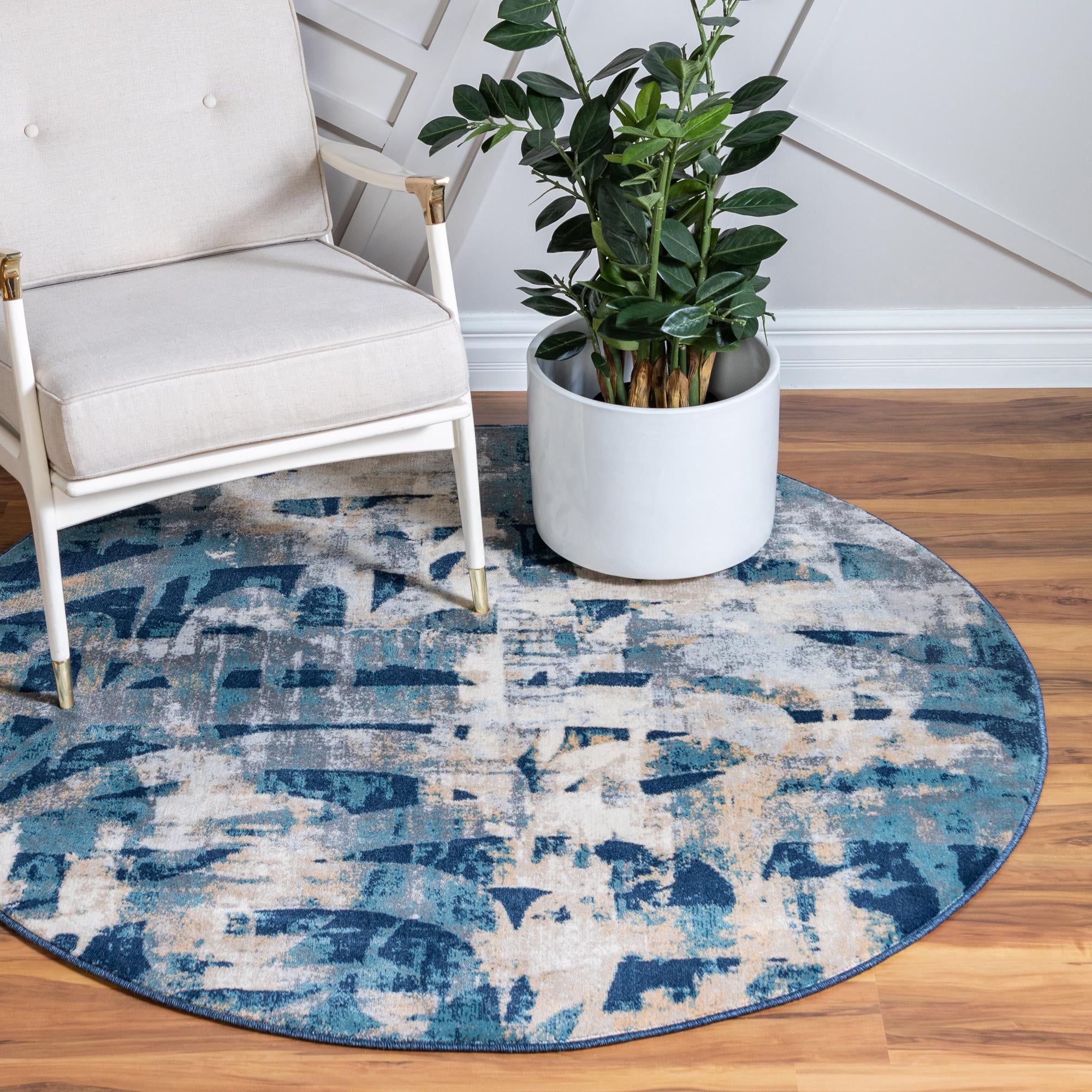 Blue 5' 3 x 5' 3 Aarhus Round Rug | Rugs.com