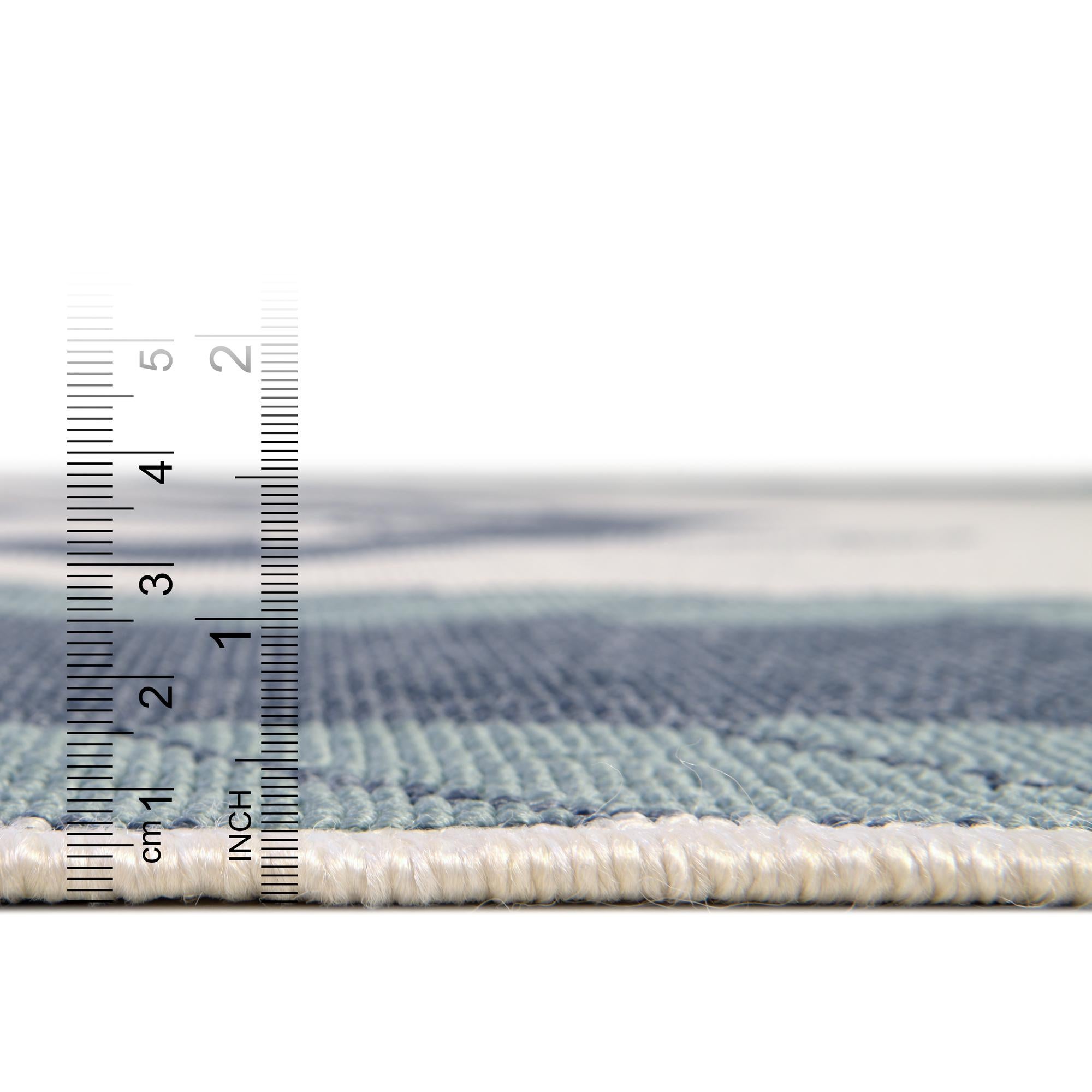 Navy Blue 4' x 4' Coastal Indoor / Outdoor Round Rug | Rugs.com