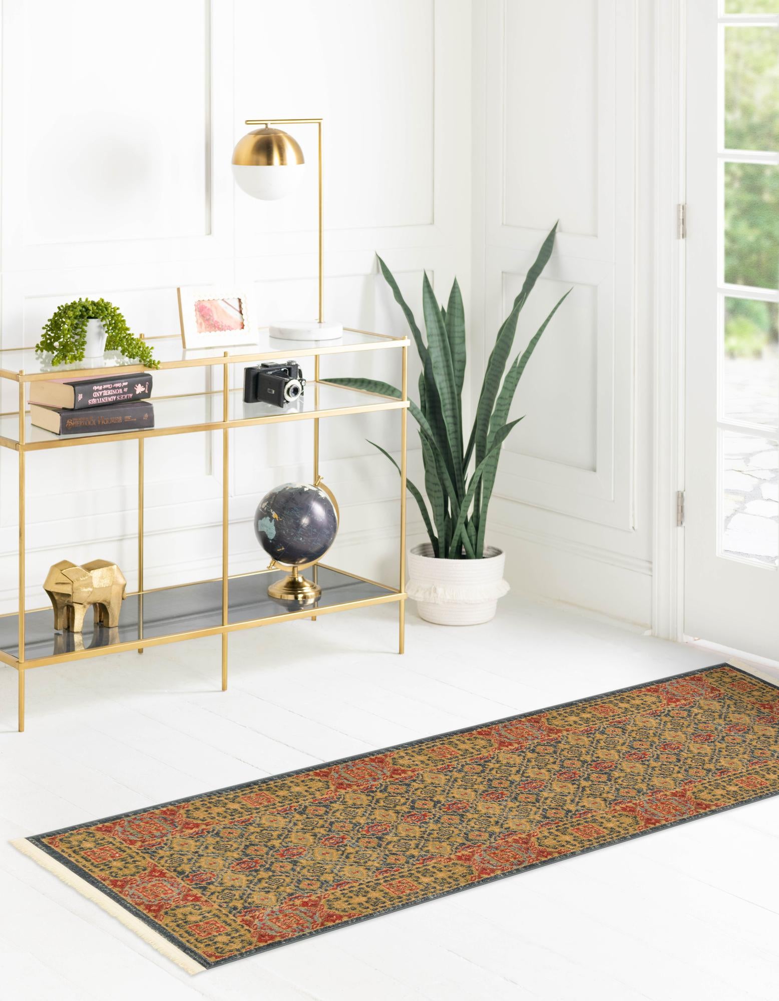 Navy Blue 2' 7 x 10' Amina Runner Rug | Rugs.com