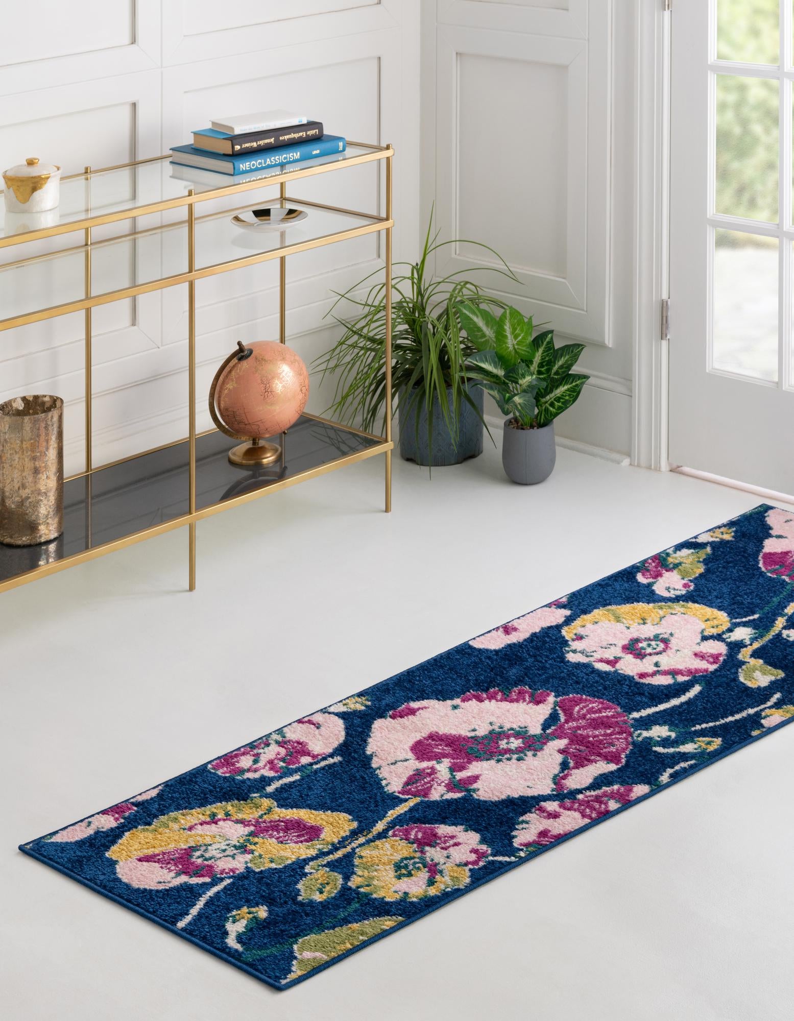Navy Blue 2' x 6' Bloom Runner Rug | Rugs.com