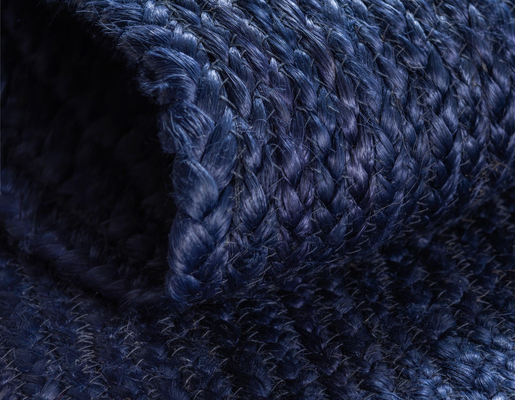 Navy Blue 2' 7 x 6' 1 Hand Braided Jute Runner Rug | Rugs.com