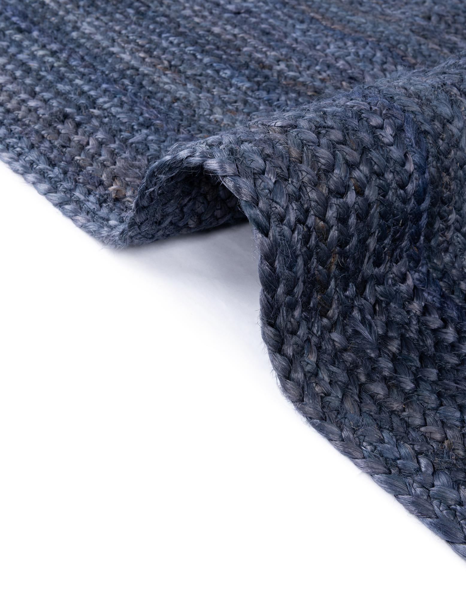 Navy Blue 2' 7 x 6' 1 Hand Braided Jute Runner Rug | Rugs.com