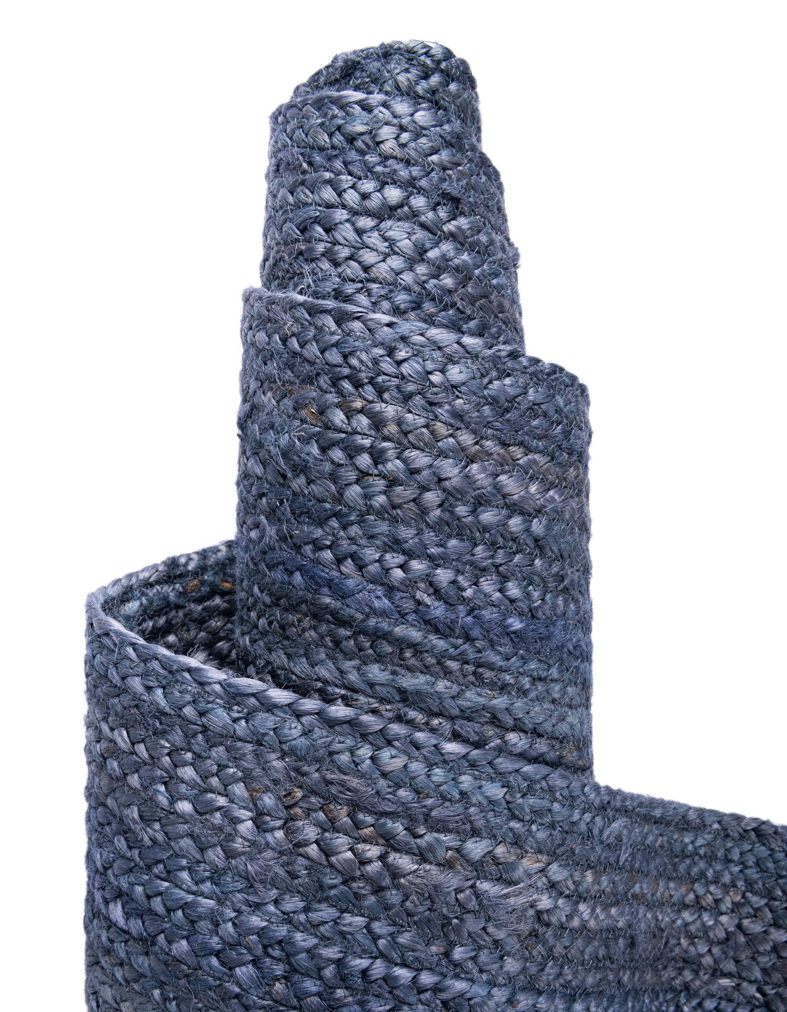 Navy Blue 2' 7 x 6' 1 Hand Braided Jute Runner Rug | Rugs.com